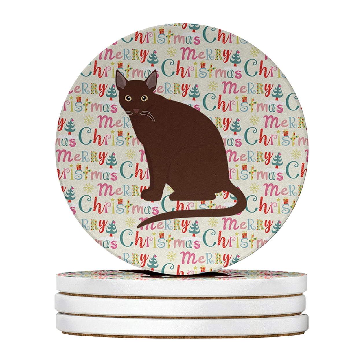 Raas Cat Christmas Large Sandstone Coasters Pack of 4 4 in x 4 in ...