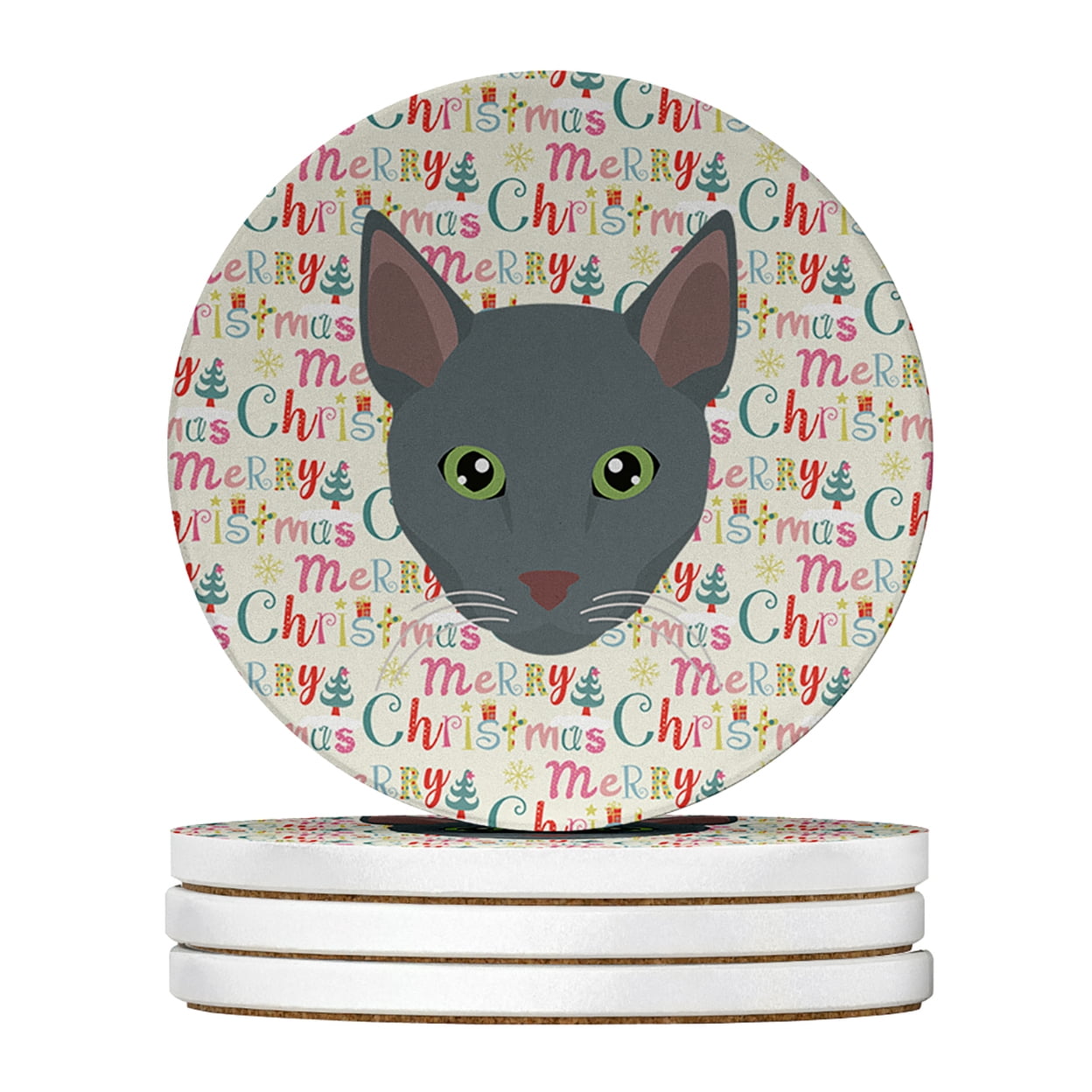 Raas Cat Christmas Large Sandstone Coasters Pack of 4 4 in x 4 in ...