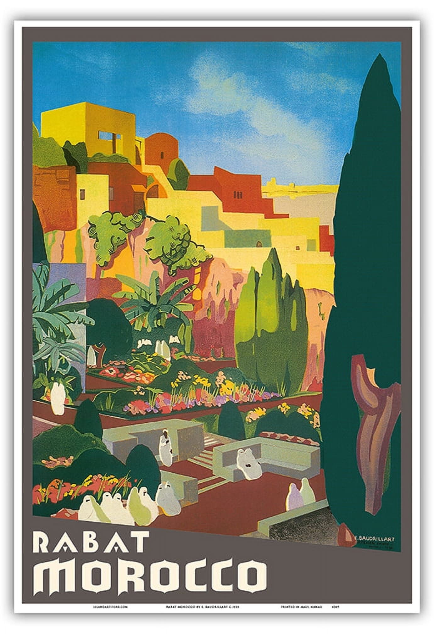 Rabat Morocco - Vintage Travel Poster by E. Baudrillart c.1935 - Master ...