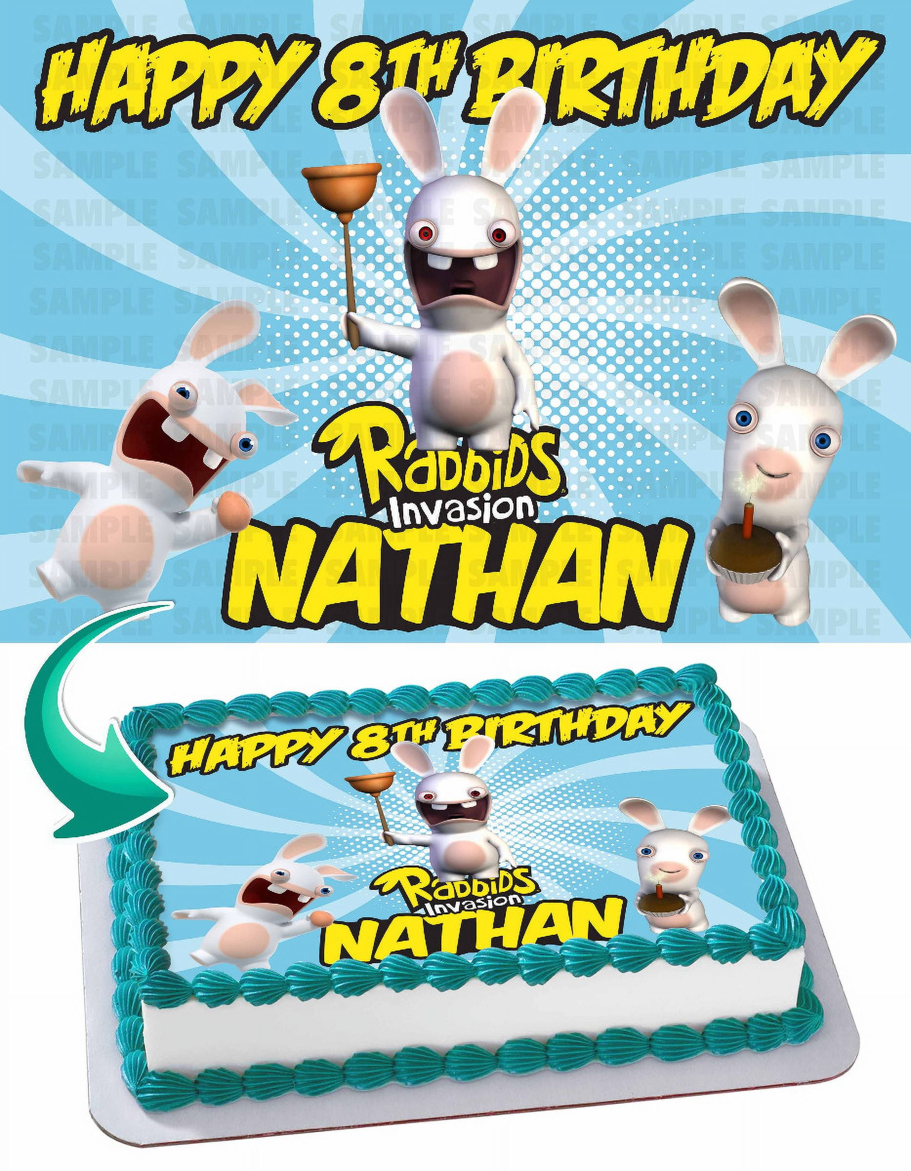 Rabbids Invasion Edible Cake Image Topper Personalized Birthday Party 1 ...