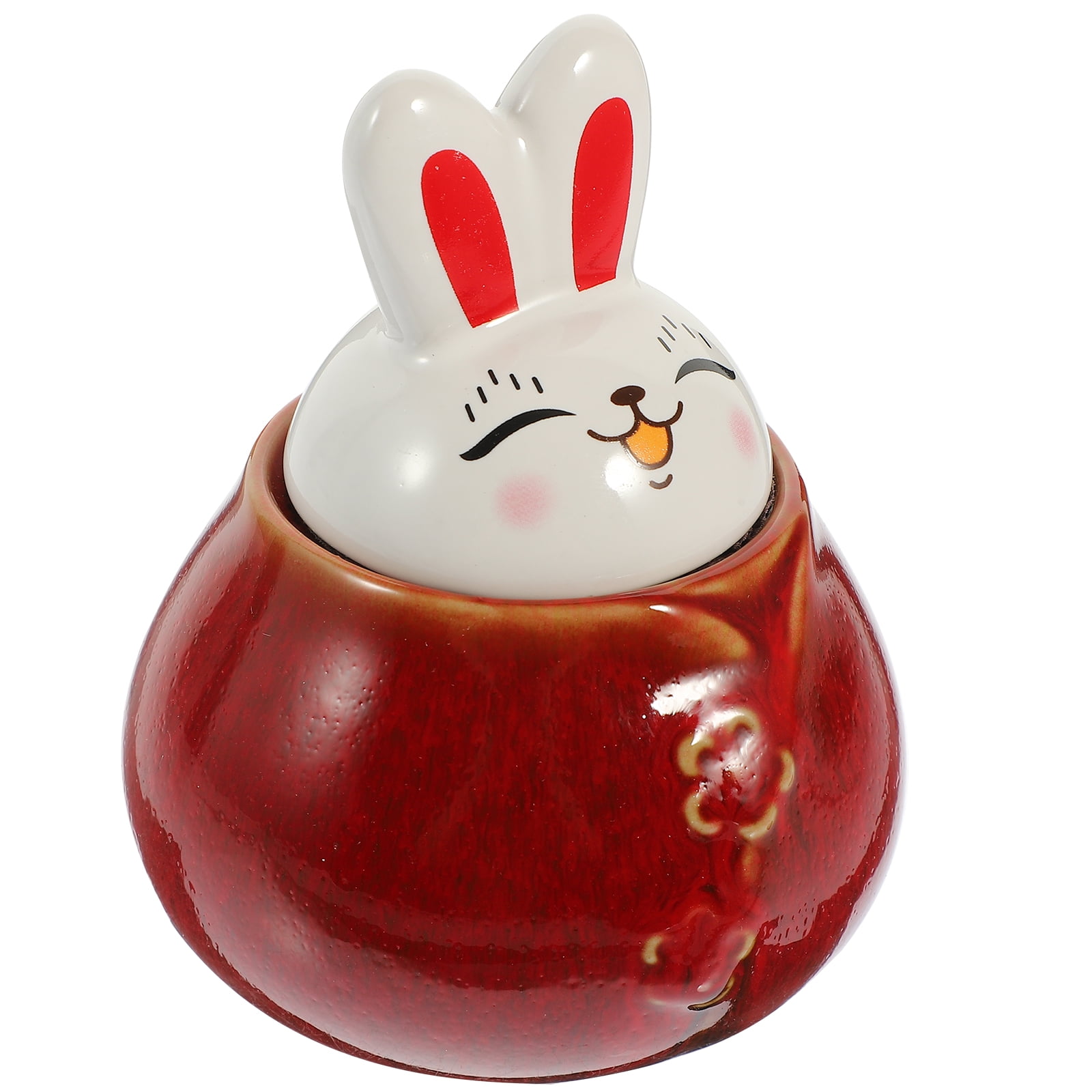 Raindrops Bunny Shape Ceramic Cookie Jar 2pcs Kitchen Tea Canister Food ...