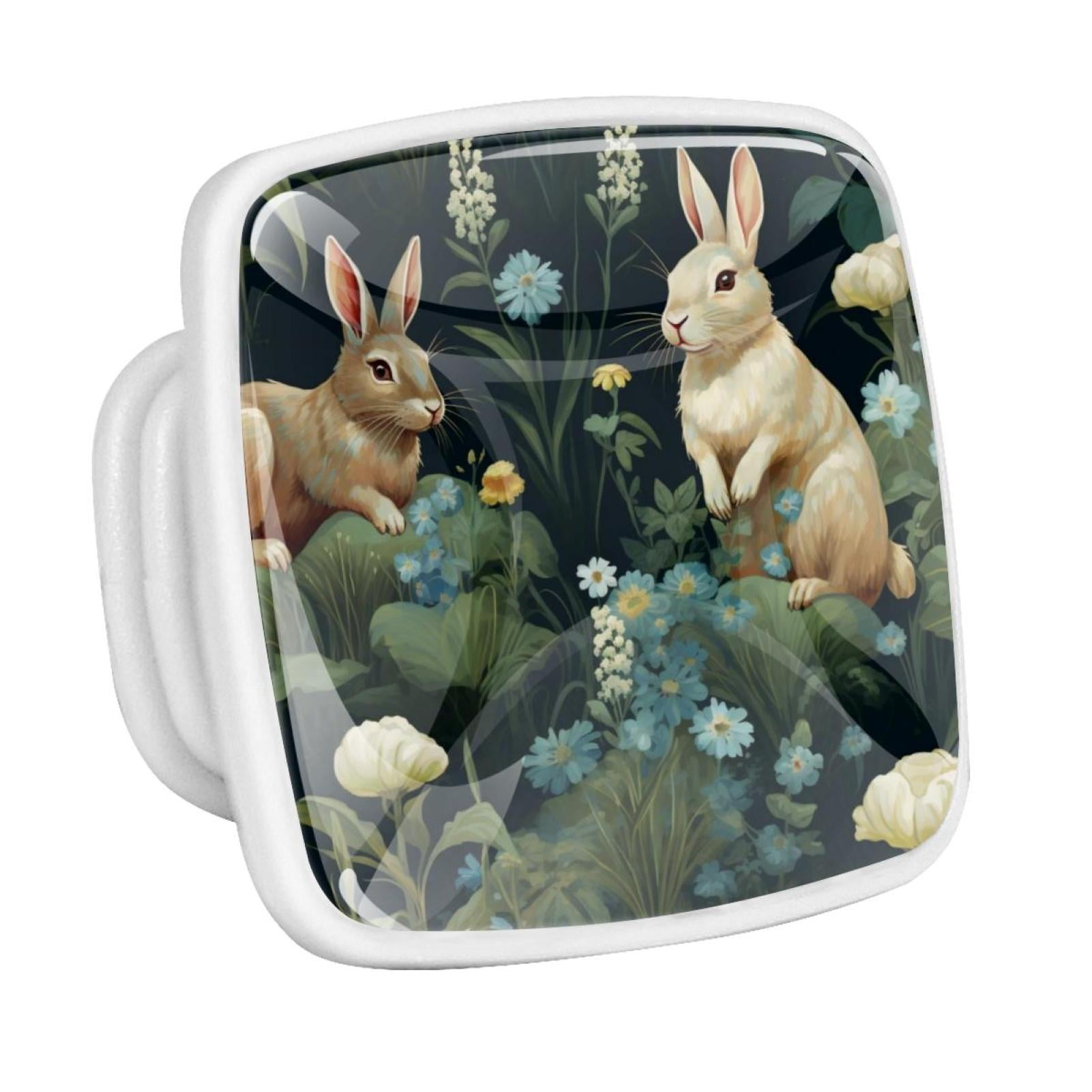 Rabbit Animal Fluorescent Drawer Pulls with Screws Square 4-Pack Glow ...