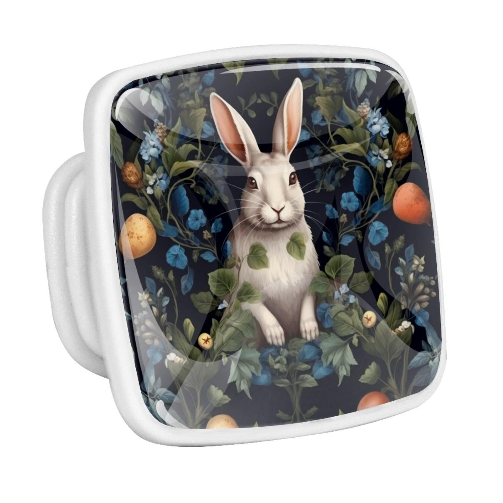 Rabbit Animal Fluorescent Drawer Pulls with Screws Square 4-Pack Glow ...