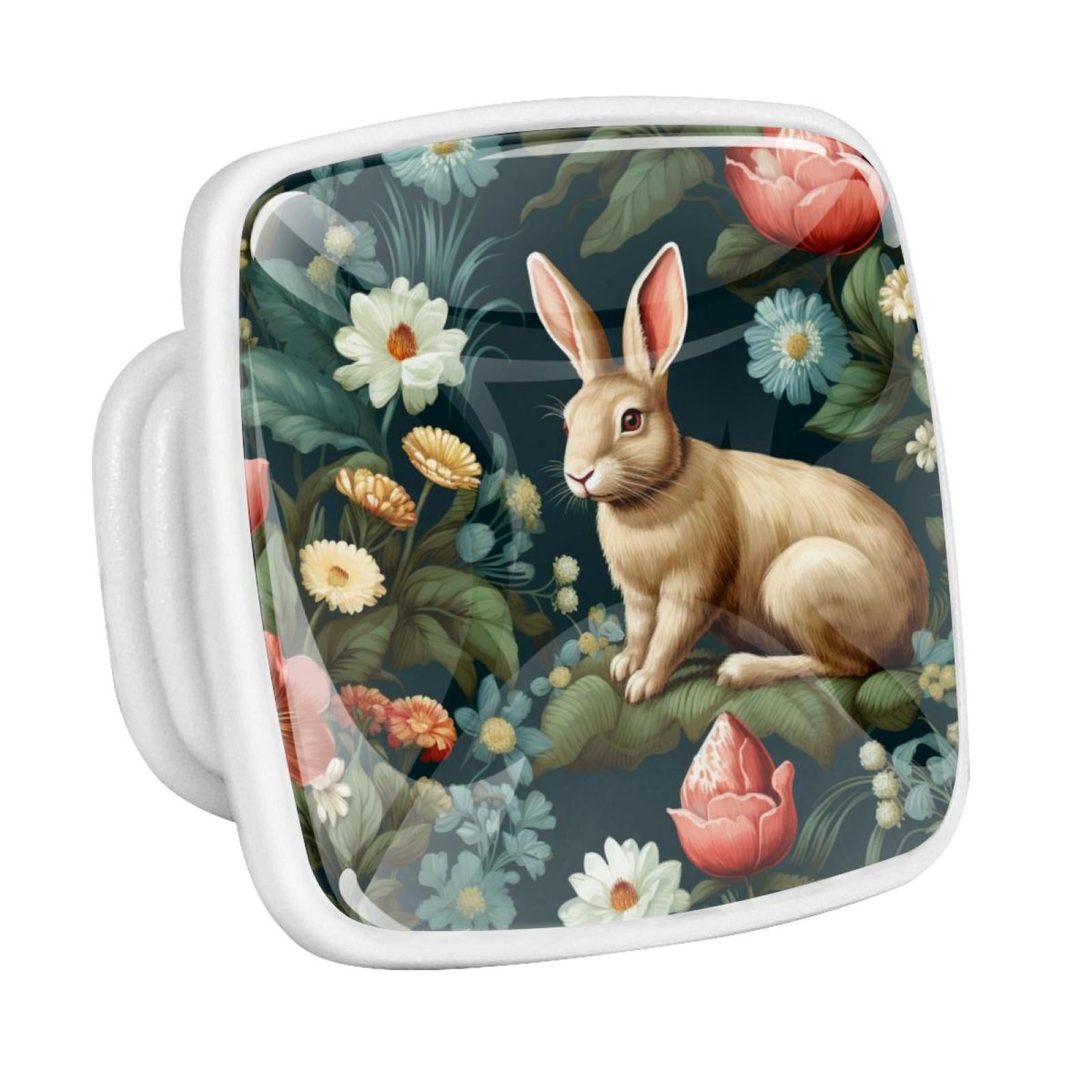 Rabbit Animal Fluorescent Drawer Pulls with Screws Square 4-Pack Glow ...