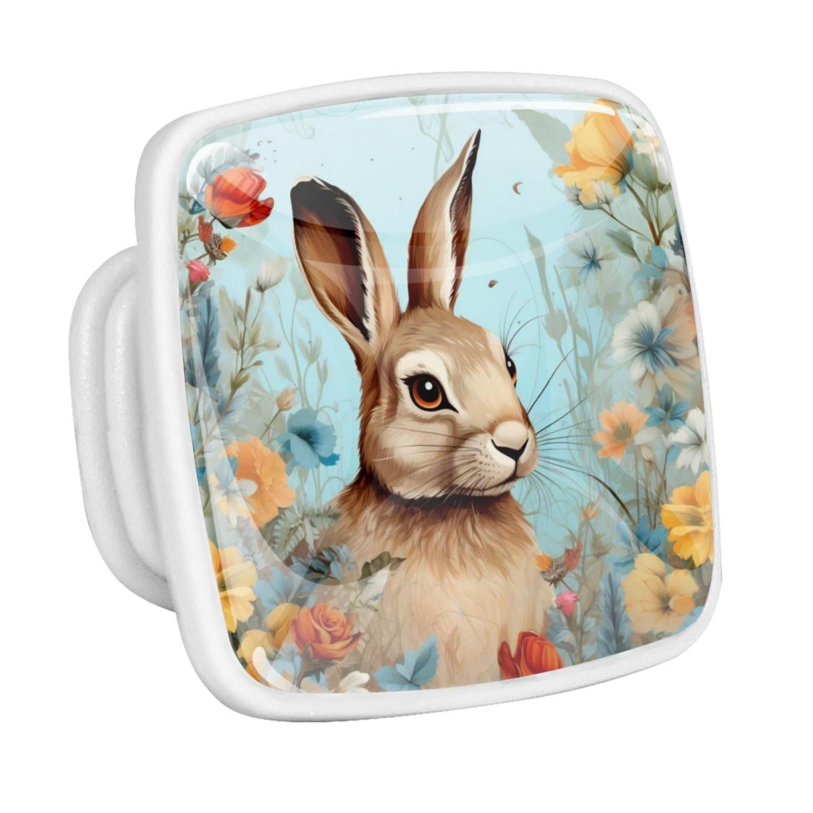 Rabbit Animal Fluorescent Drawer Pulls with Screws Square 4-Pack Glow ...