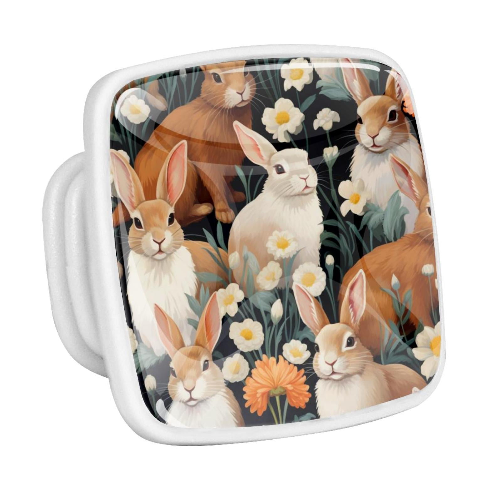 Rabbit Animal Fluorescent Drawer Pulls with Screws Square 4-Pack Glow ...