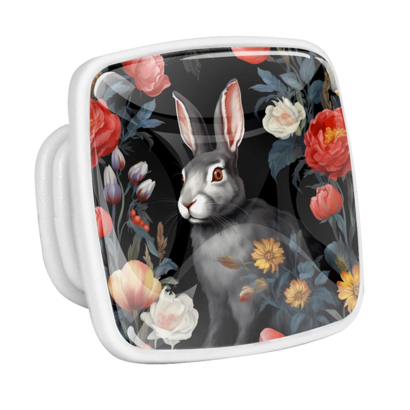 Rabbit Animal Fluorescent Drawer Pulls with Screws Square 4-Pack Glow ...