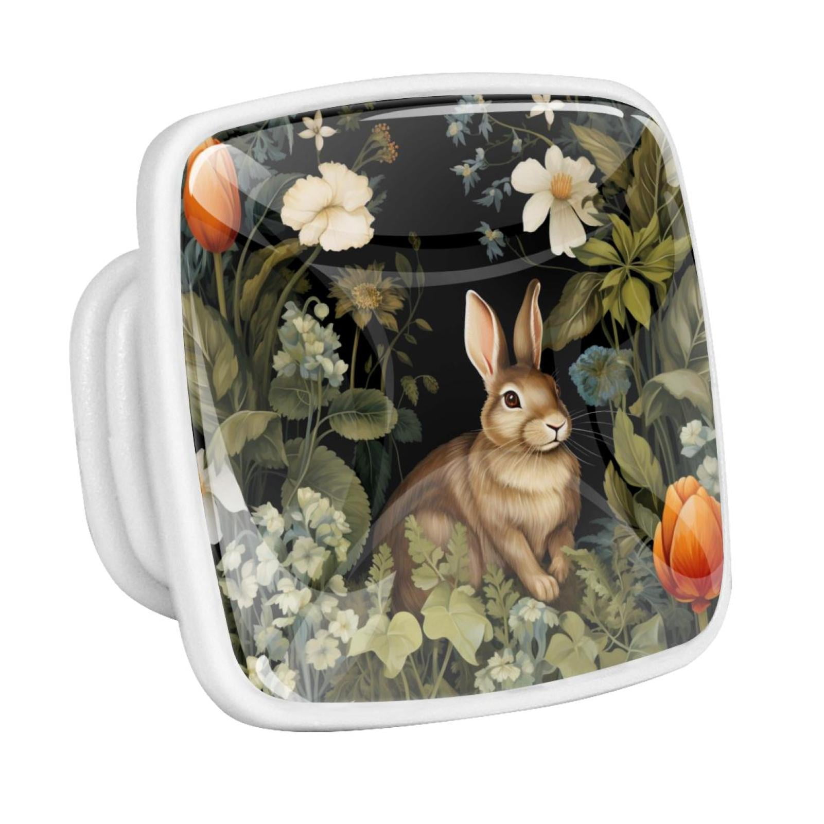 Rabbit Animal Fluorescent Drawer Pulls with Screws Square 4-Pack Glow ...