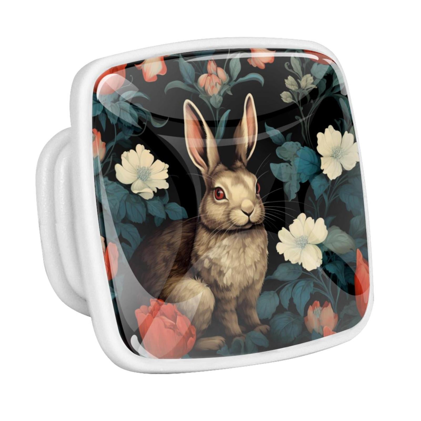 Rabbit Animal Fluorescent Drawer Pulls with Screws Square 4-Pack Glow ...