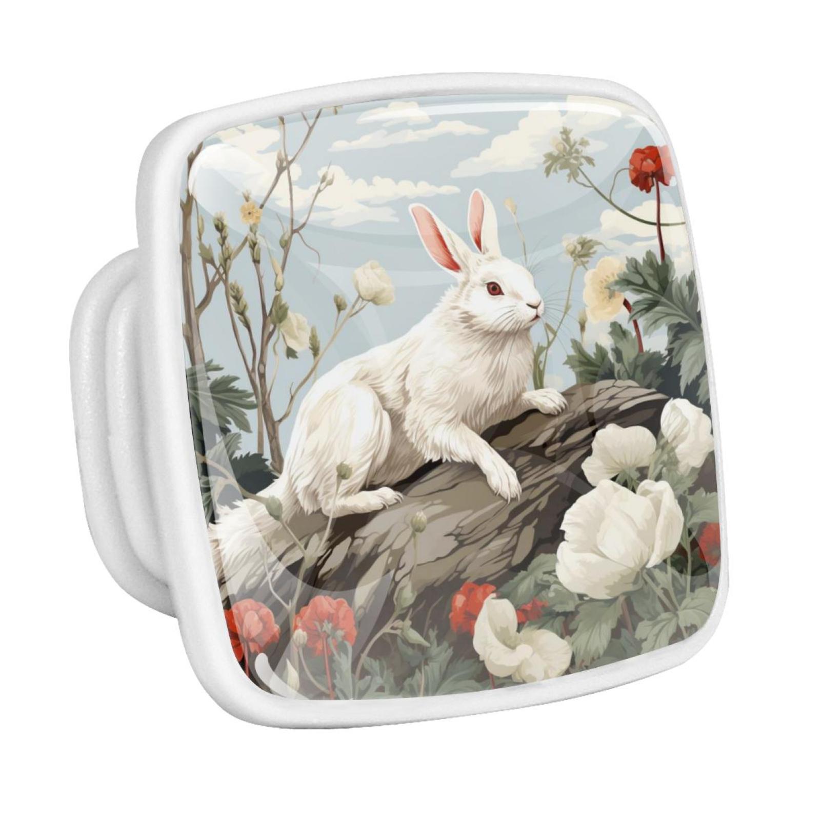 Rabbit Animal Fluorescent Drawer Pulls with Screws Square 4-Pack Glow ...