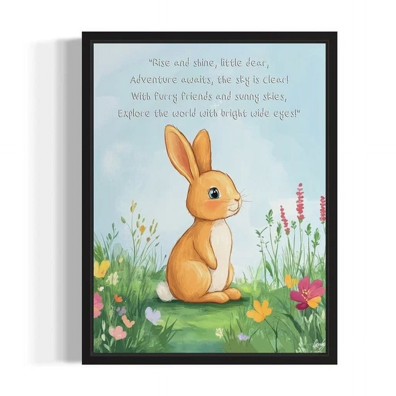 Rabbit Animal Kids Nursery With Poem Art Print Poster Wall Art Painting ...