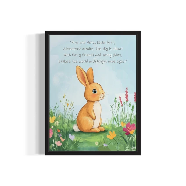 Rabbit Animal Kids Nursery With Poem Art Print Poster Wall Art Painting ...