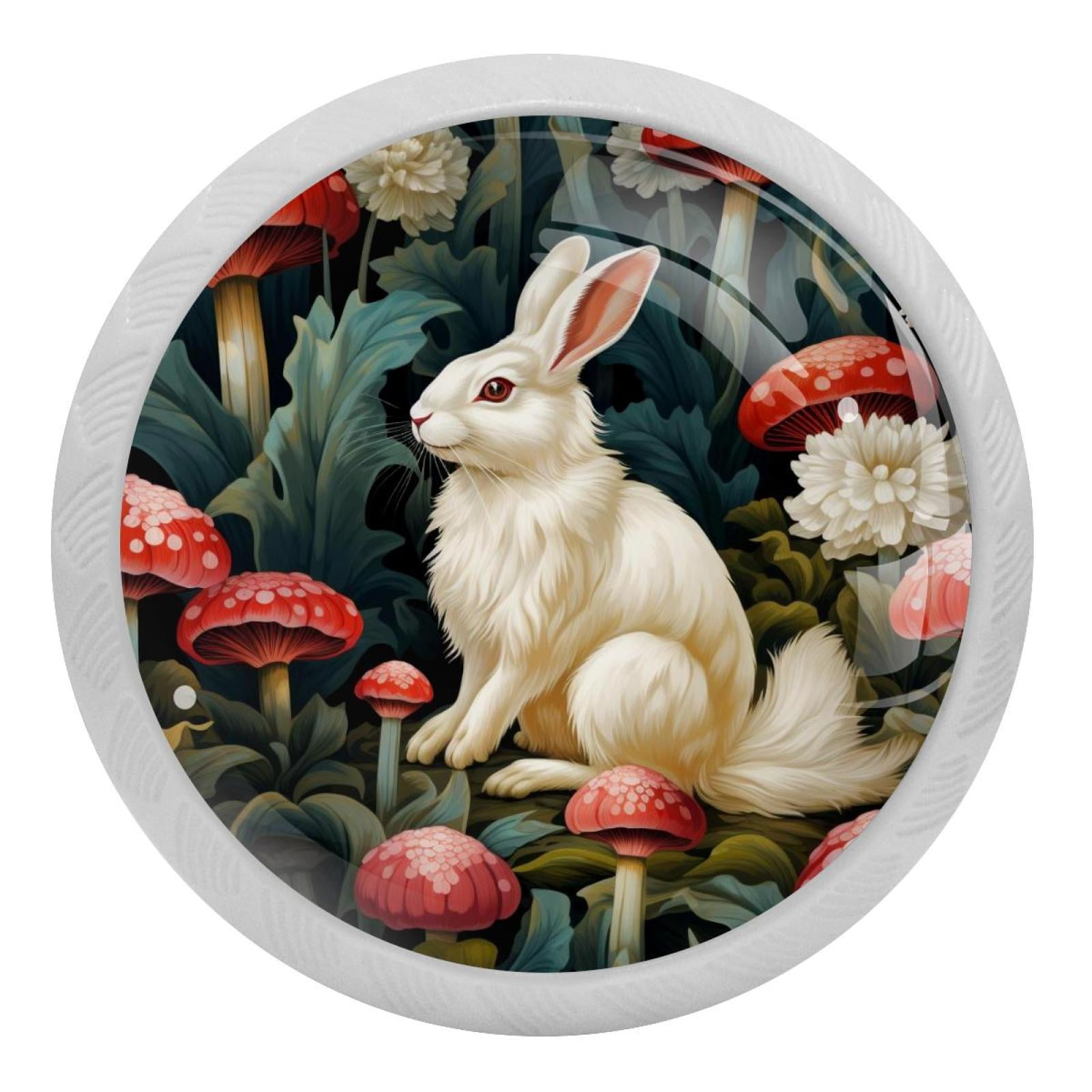 Rabbit Animal Pattern 4PCS Cabinet Knobs Pulls Fluorescent Drawer ...