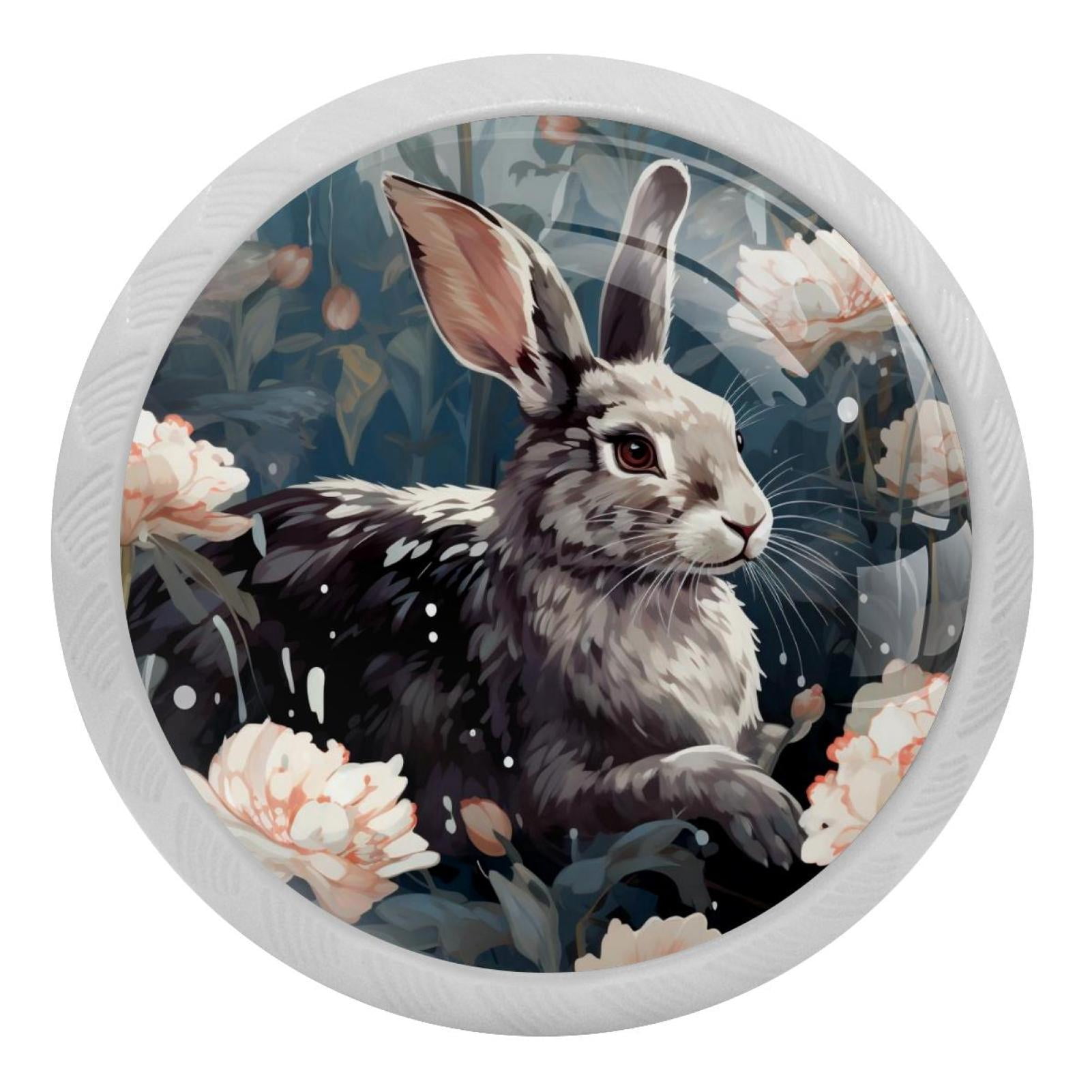 Rabbit Animal Pattern 4PCS Cabinet Knobs Pulls Fluorescent Drawer ...