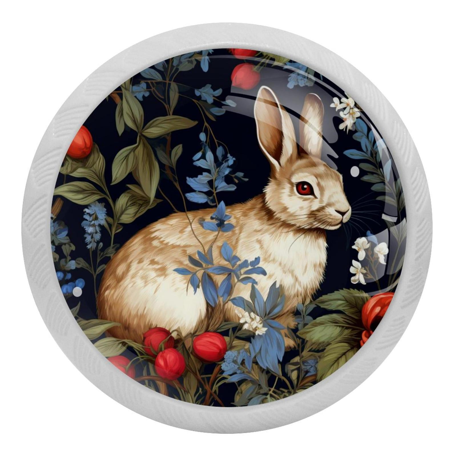 Rabbit Animal Pattern 4PCS Cabinet Knobs Pulls Fluorescent Drawer ...
