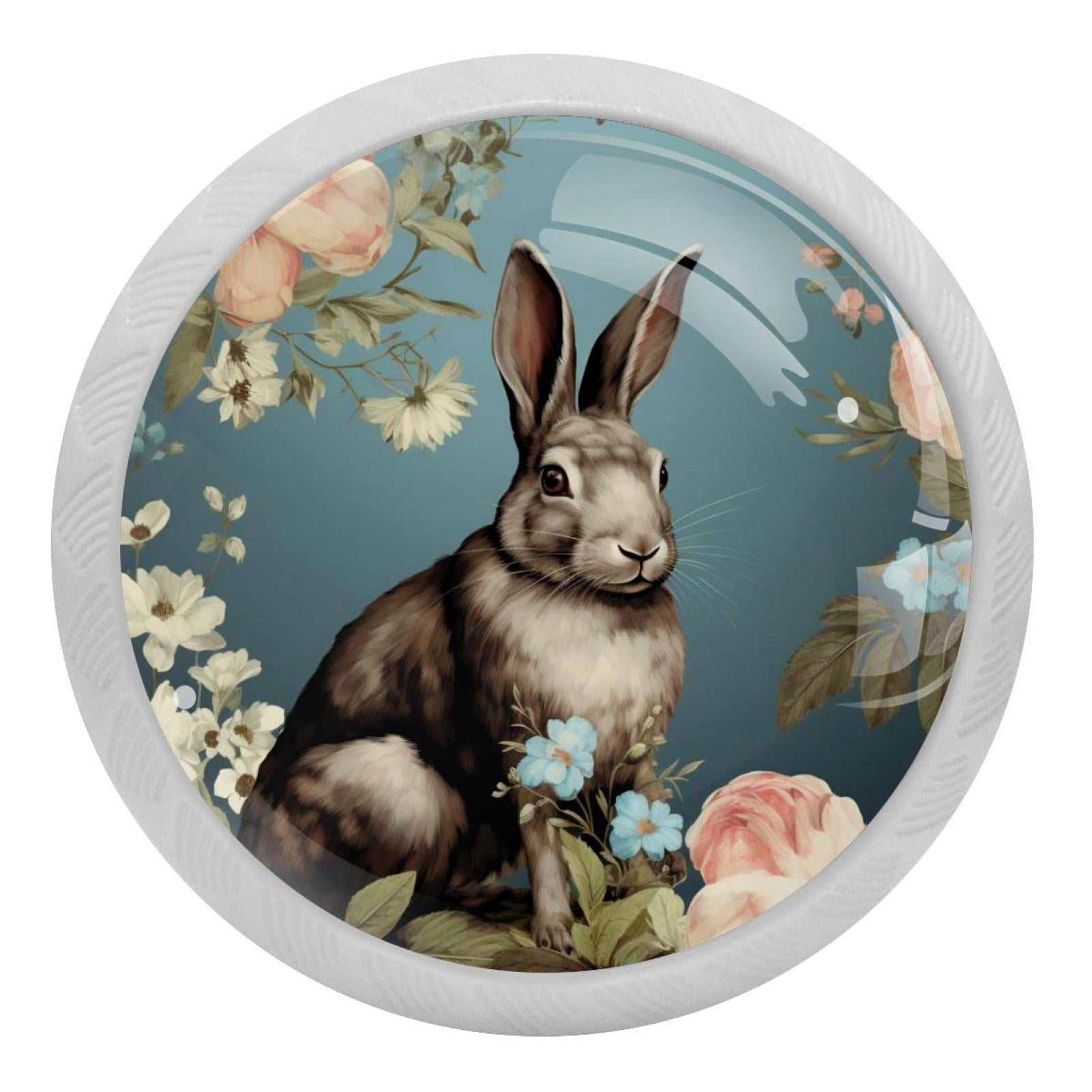 Rabbit Animal Pattern 4PCS Cabinet Knobs Pulls Fluorescent Drawer ...