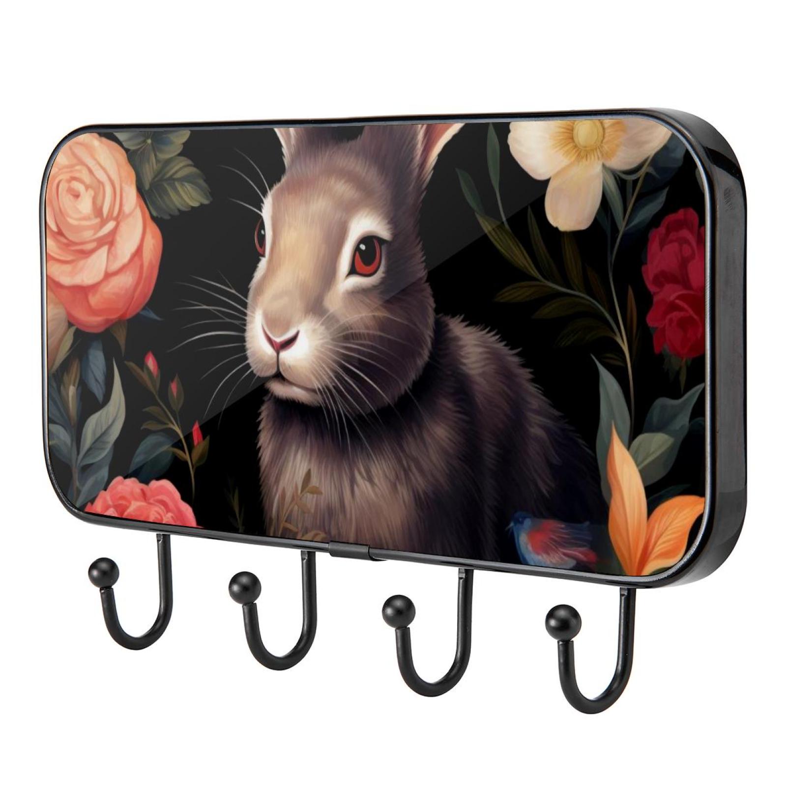 Rabbit Animal Self Adhesive Towel Coat Wood Iron Hooks for Home Keys ...