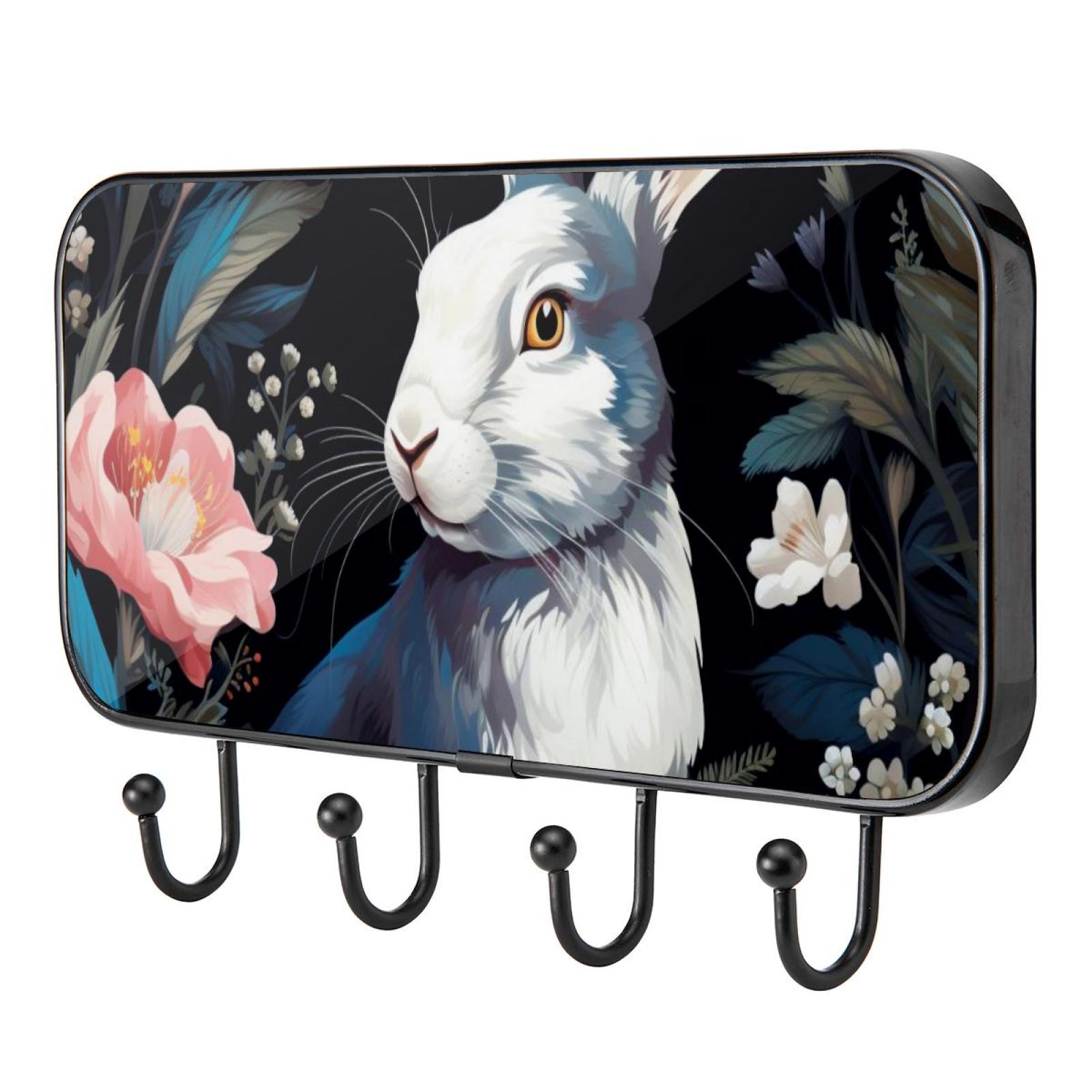 Rabbit Animal Self Adhesive Towel Coat Wood Iron Hooks for Home Keys ...