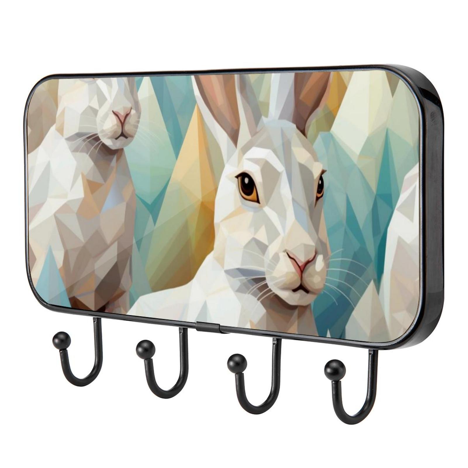 Rabbit Animal Self Adhesive Towel Coat Wood Iron Hooks for Home Keys ...