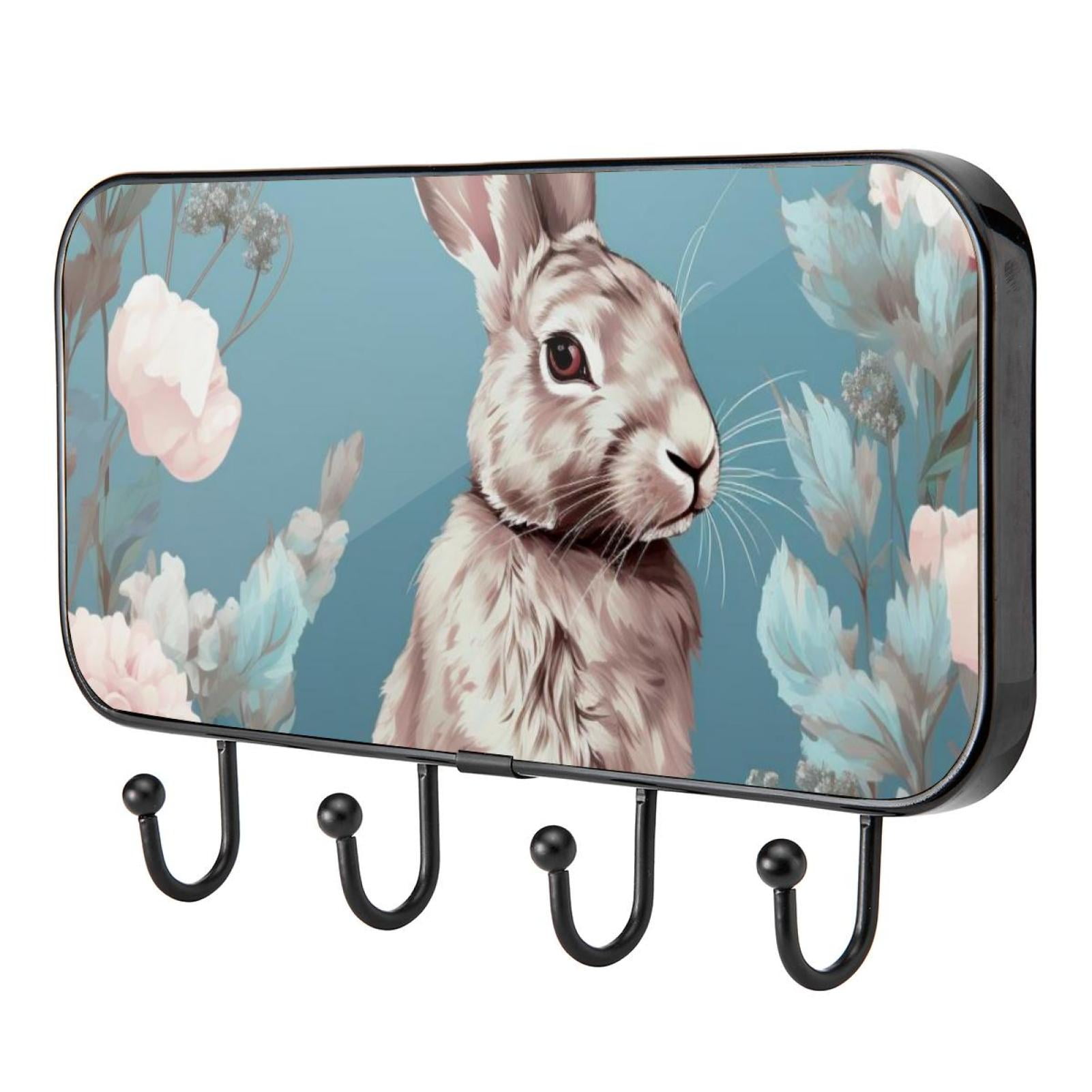 Rabbit Animal Self Adhesive Towel Coat Wood Iron Hooks for Home Keys ...
