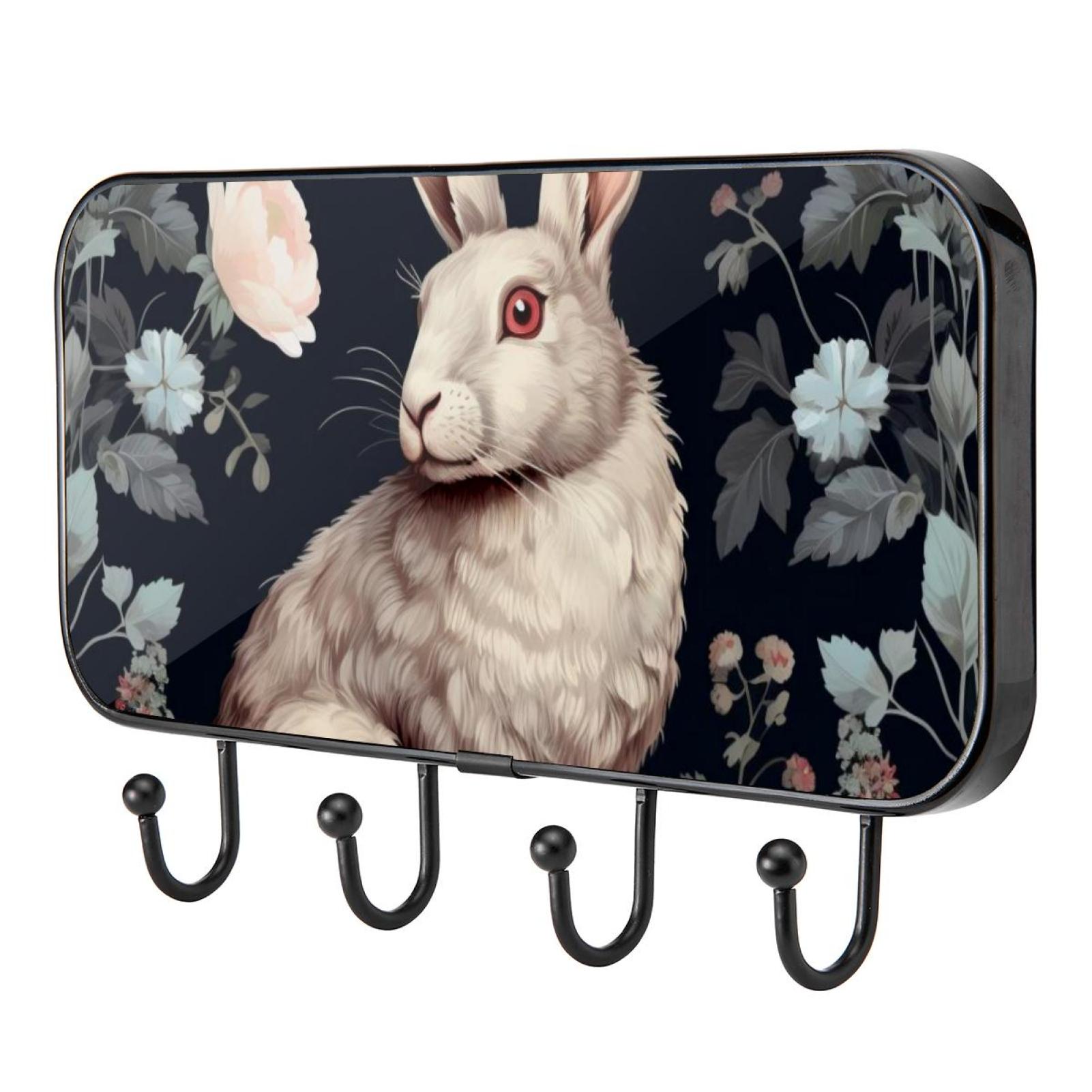 Rabbit Animal Self Adhesive Towel Coat Wood Iron Hooks for Home Keys ...