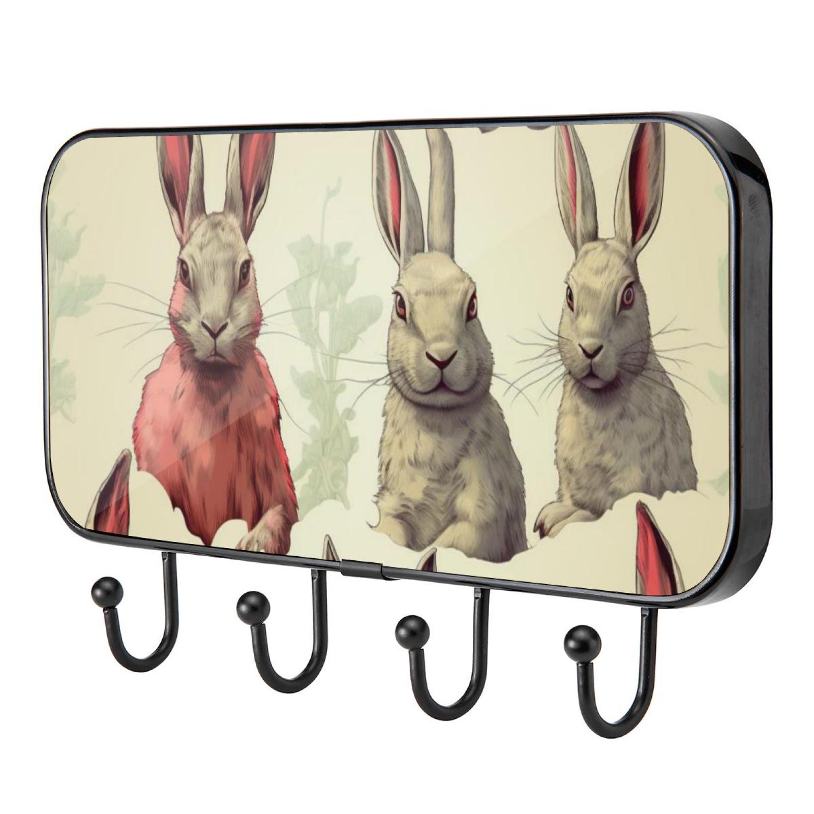 Rabbit Animal Self Adhesive Towel Coat Wood Iron Hooks for Home Keys ...