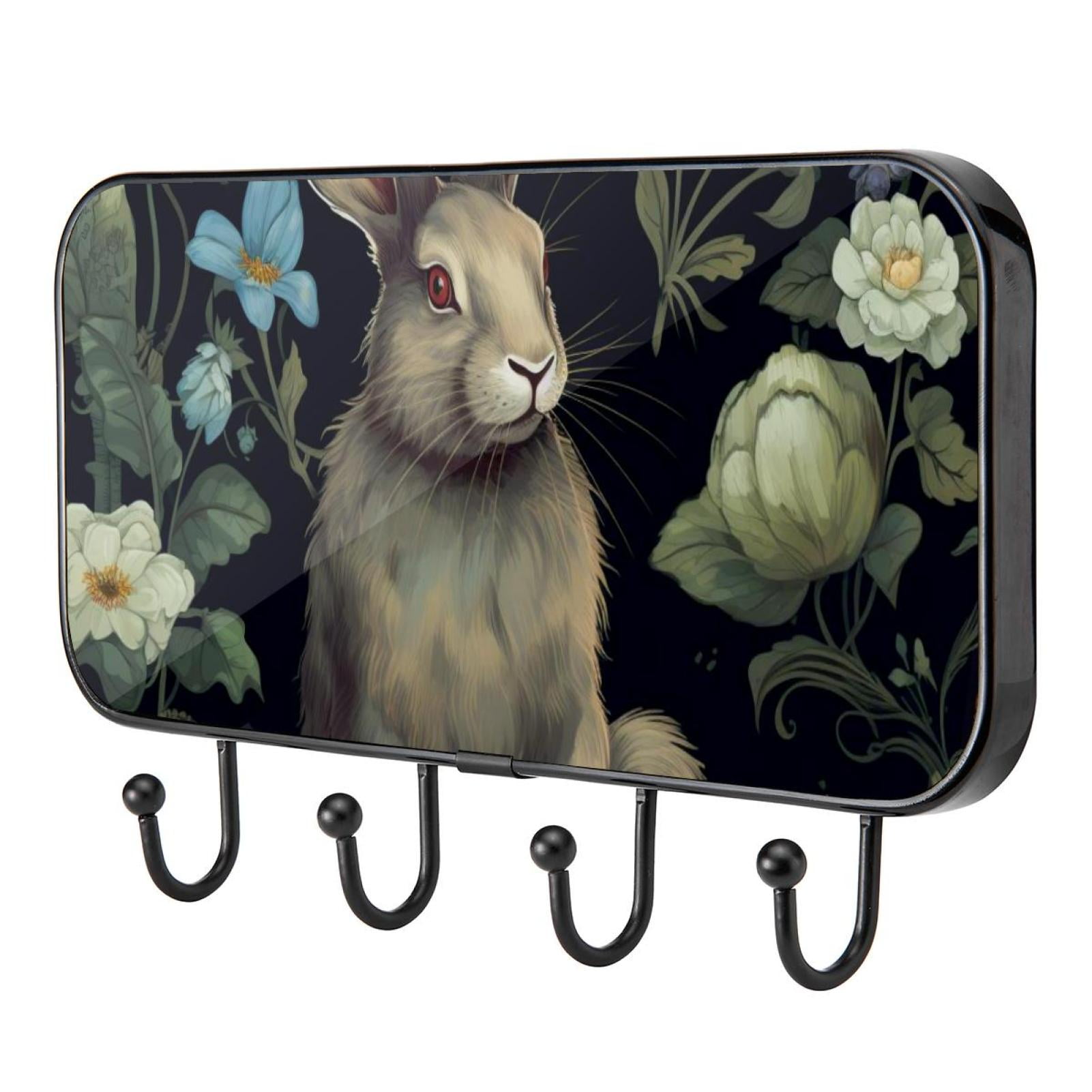 Rabbit Animal Self Adhesive Towel Coat Wood Iron Hooks for Home Keys ...