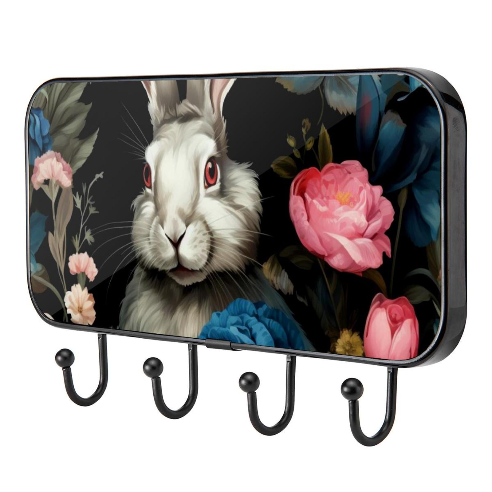 Rabbit Animal Self Adhesive Towel Coat Wood Iron Hooks for Home Keys ...