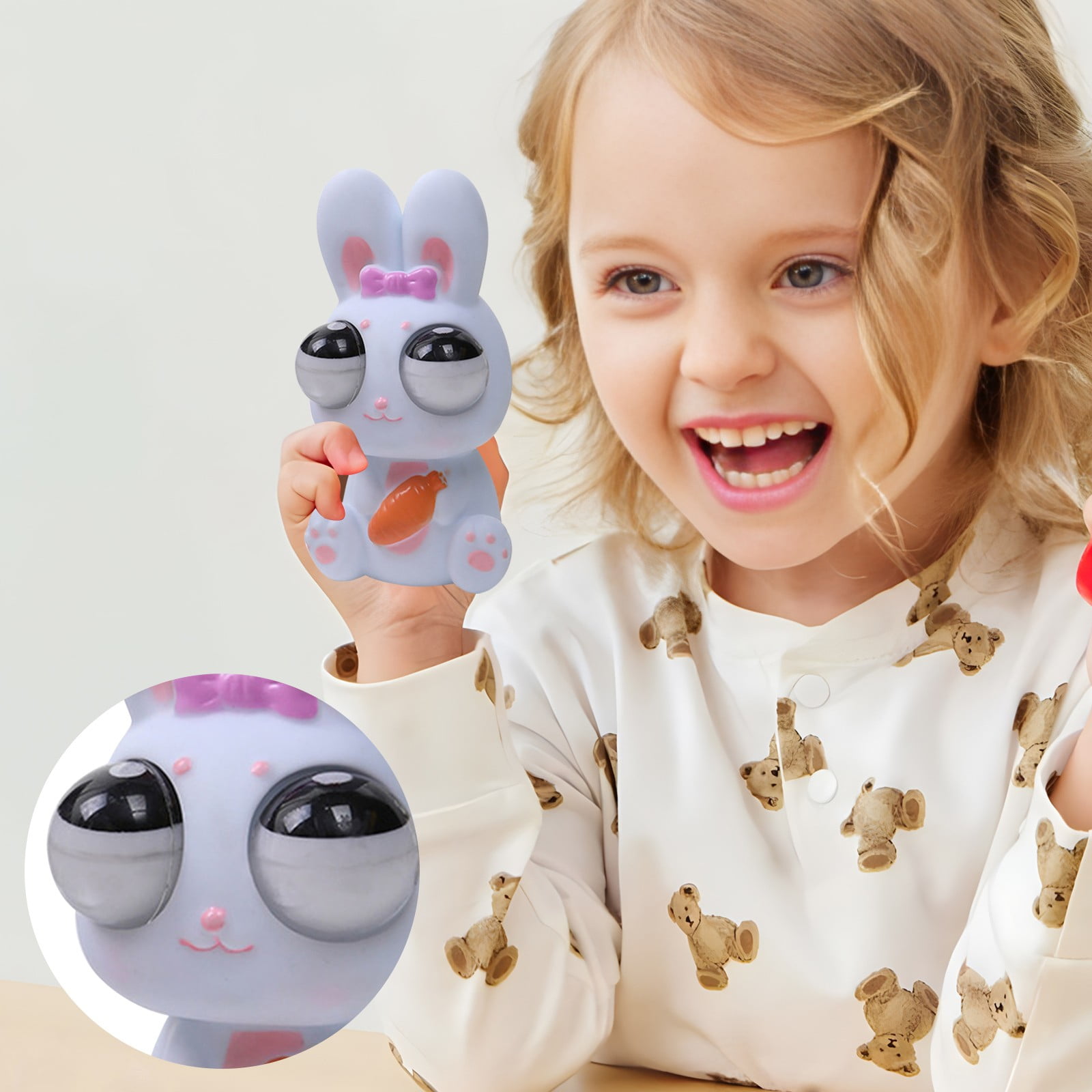 Rabbit Animal Squeeze Toys with Pop Out Eyes Eye Popping Stress Relief ...