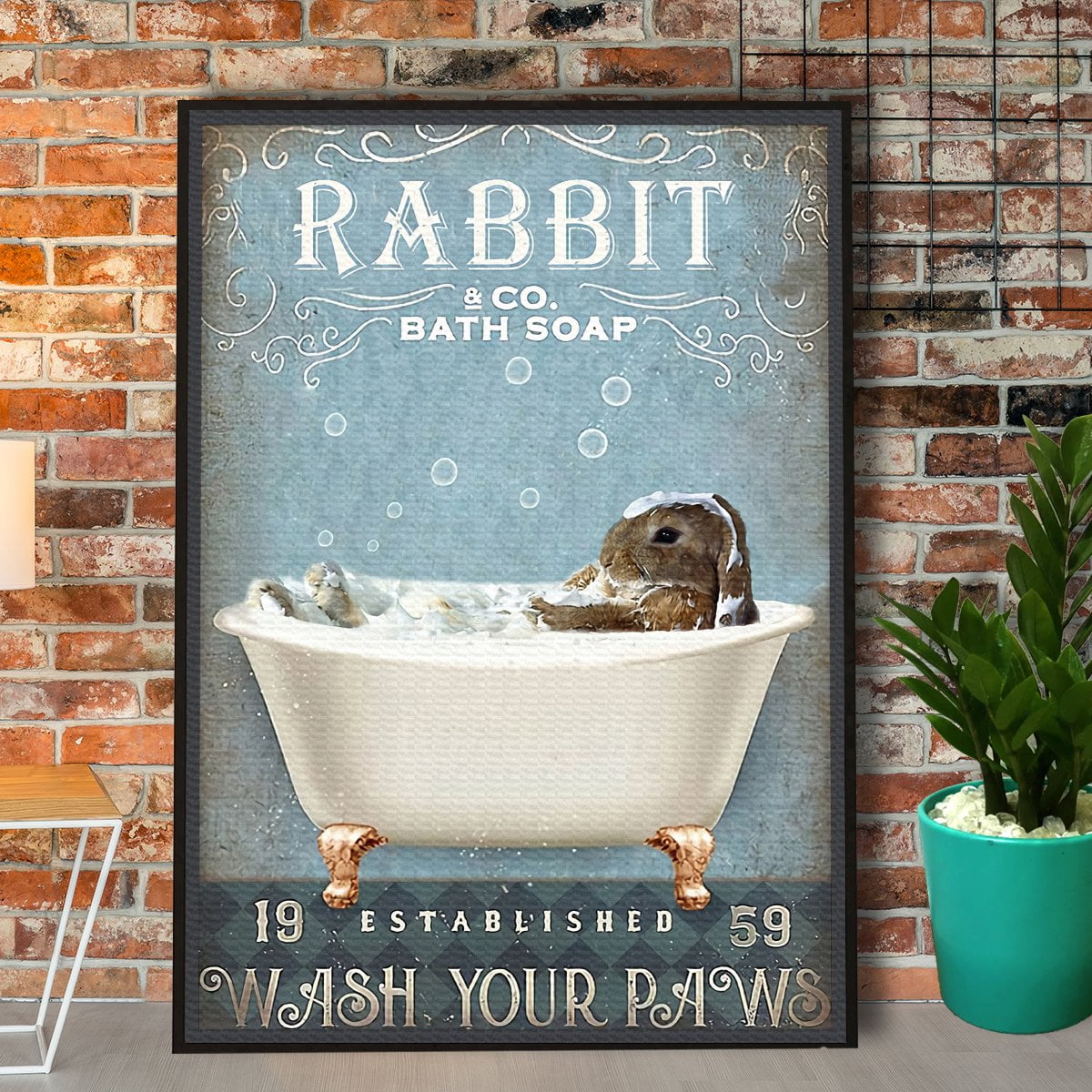 Rabbit Bath Soap Wash Your Paws Paper Poster No Frame Matte Wall Art ...
