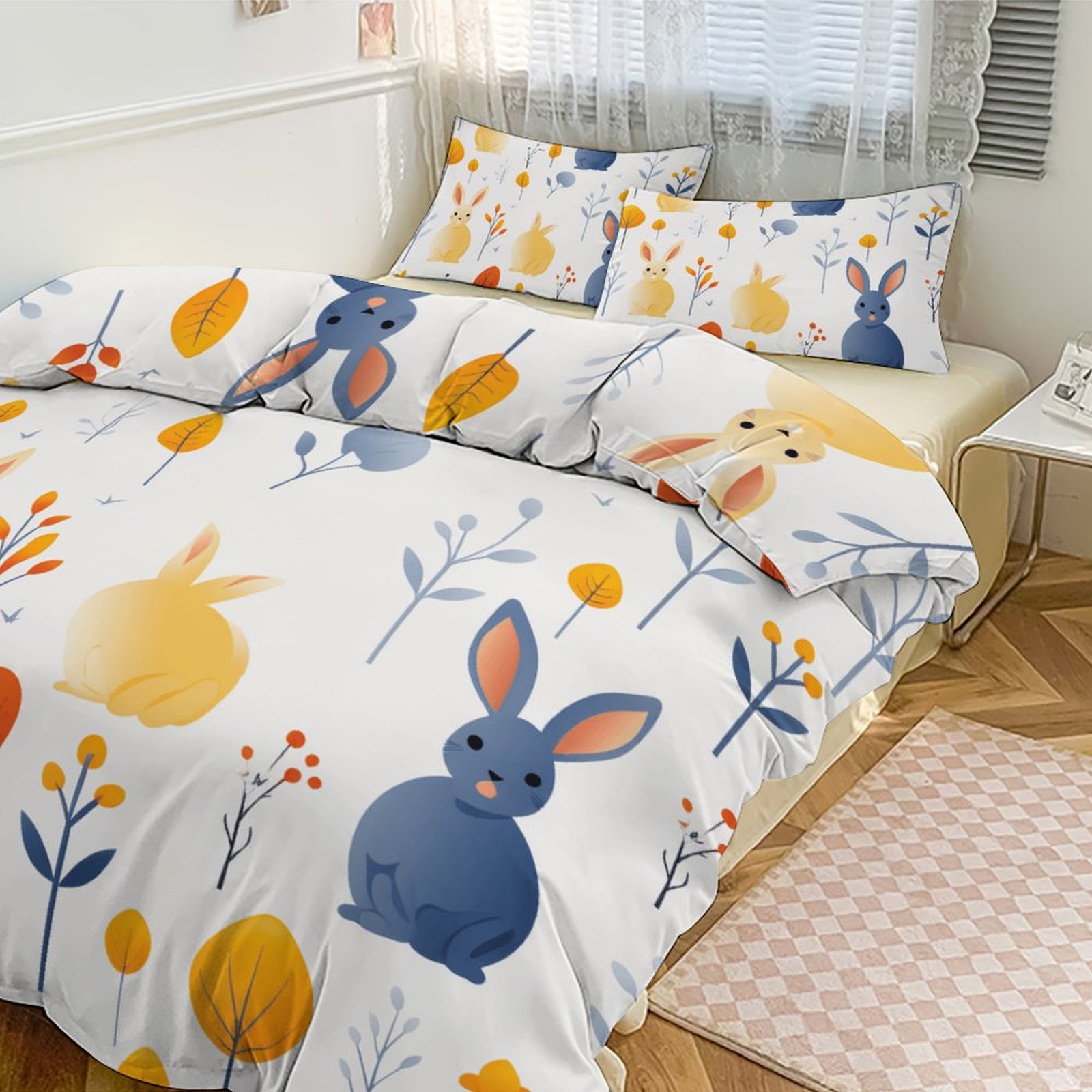 Rabbit Bedding Sets Twin Duvet Cover 3 Piece Cute Bed Set for Boys ...