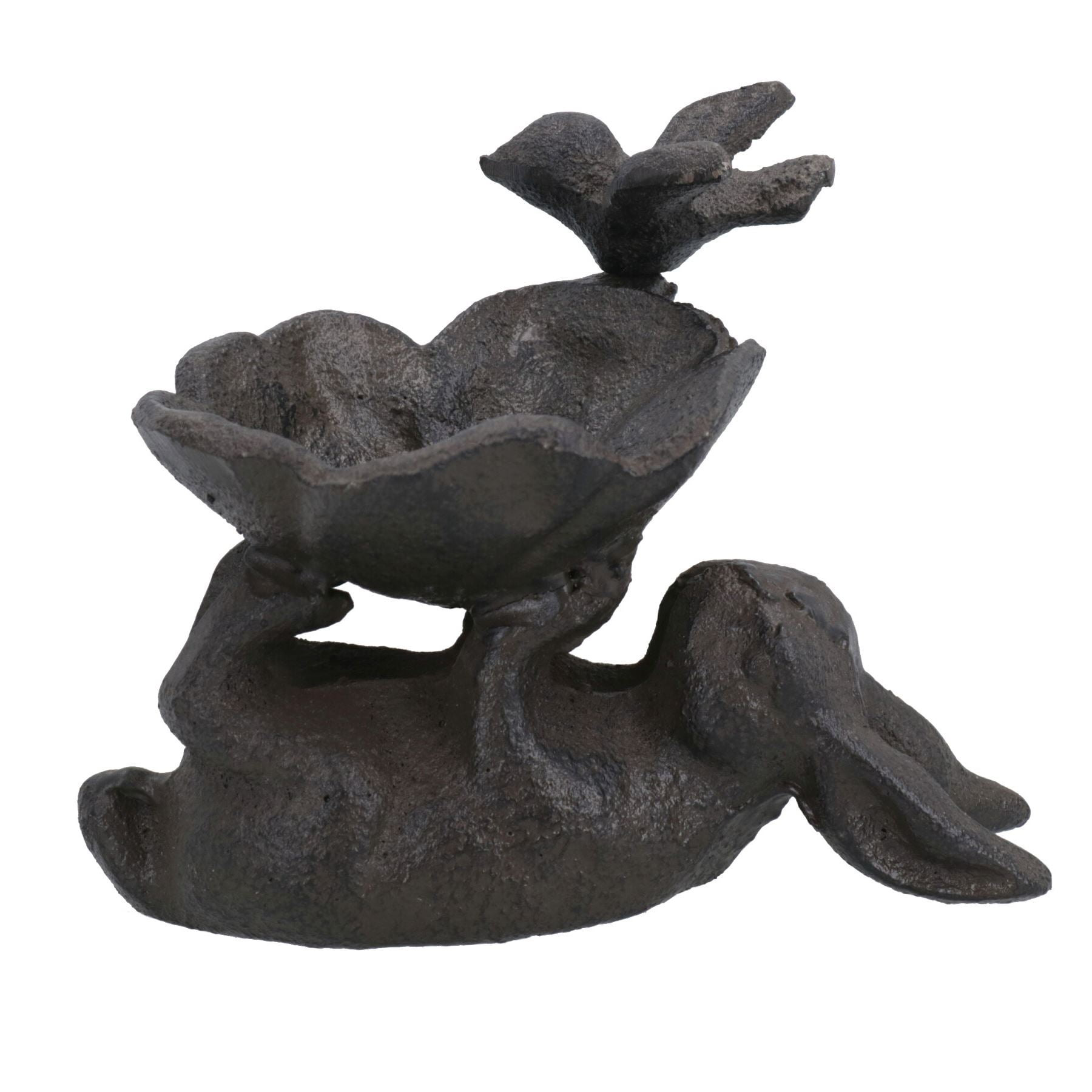 Rabbit / Bird Bath Cast Iron Feeder Sitting Ornament Garden Feature ...