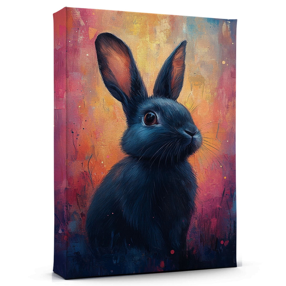 Rabbit Black Domestic Netherland Dwarf Canvas Art Animals, Colorful ...