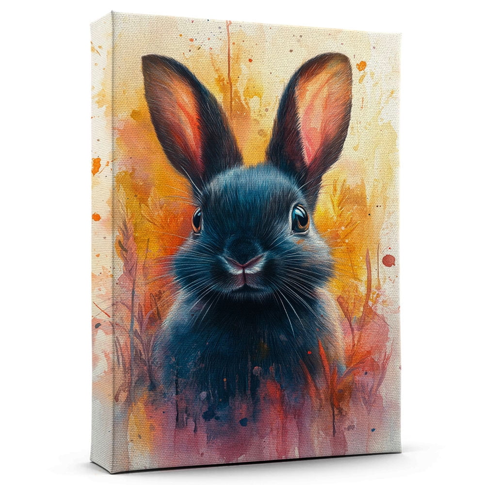 Rabbit Black Domestic Netherland Dwarf Canvas Painting Animal Artwork ...