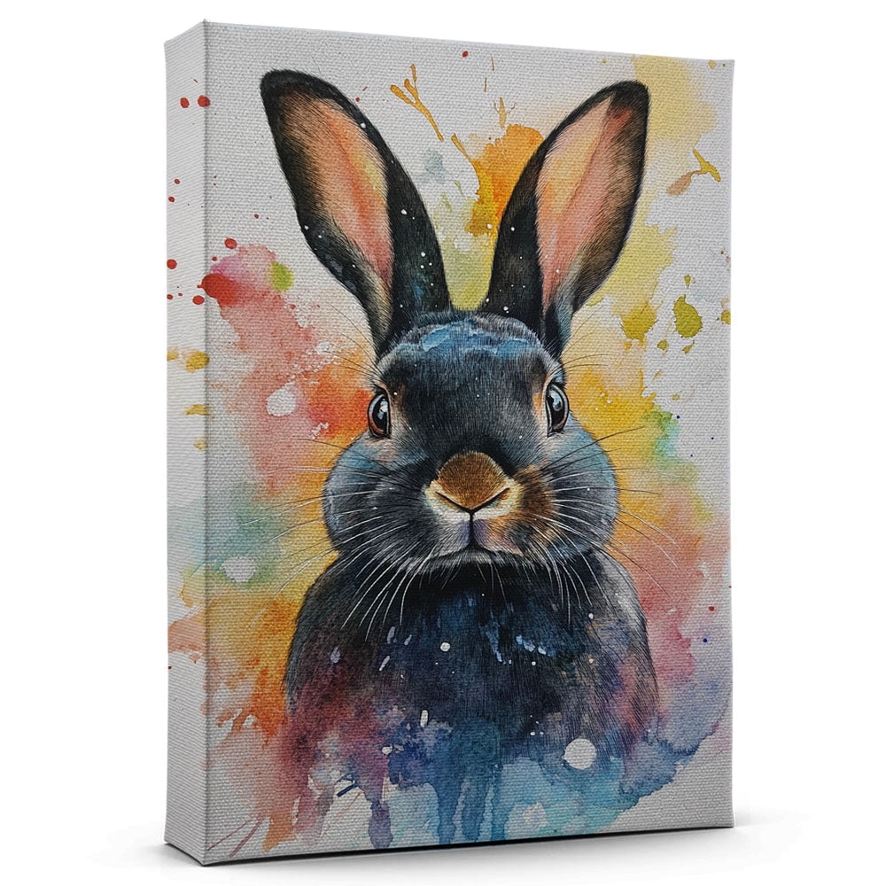 Rabbit Black Domestic Netherland Dwarf Canvas Wall Art Animal Decor ...