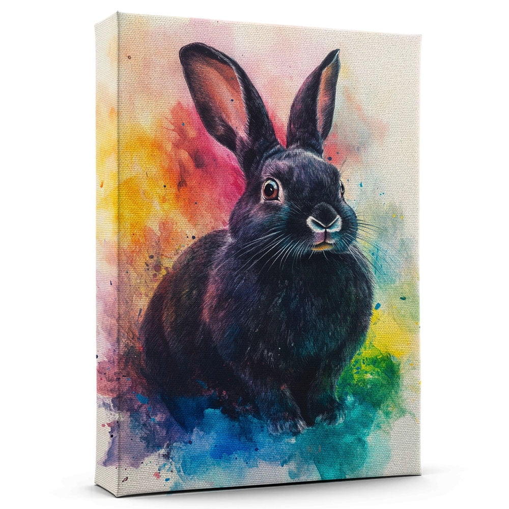 Rabbit Black Domestic Netherland Dwarf Canvas Wall Art For Bedroom ...