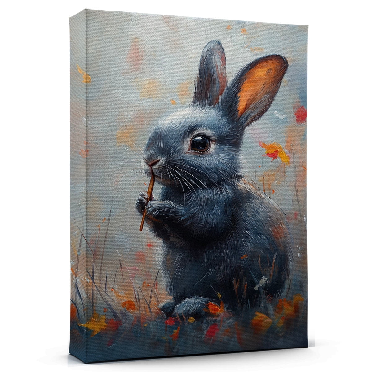Rabbit Black Netherland Dwarf Canvas Art Animals, Colorful Rabbit Black ...