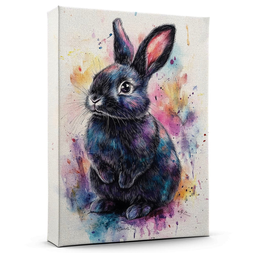 Rabbit Black Netherland Dwarf Canvas Wall Art Animal Decor, Rabbit ...