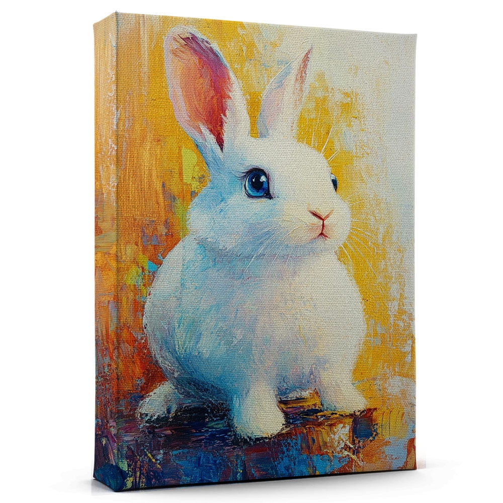 Rabbit Blue Eyed White Netherland Dwarf Canvas Wall Art For Bedroom ...