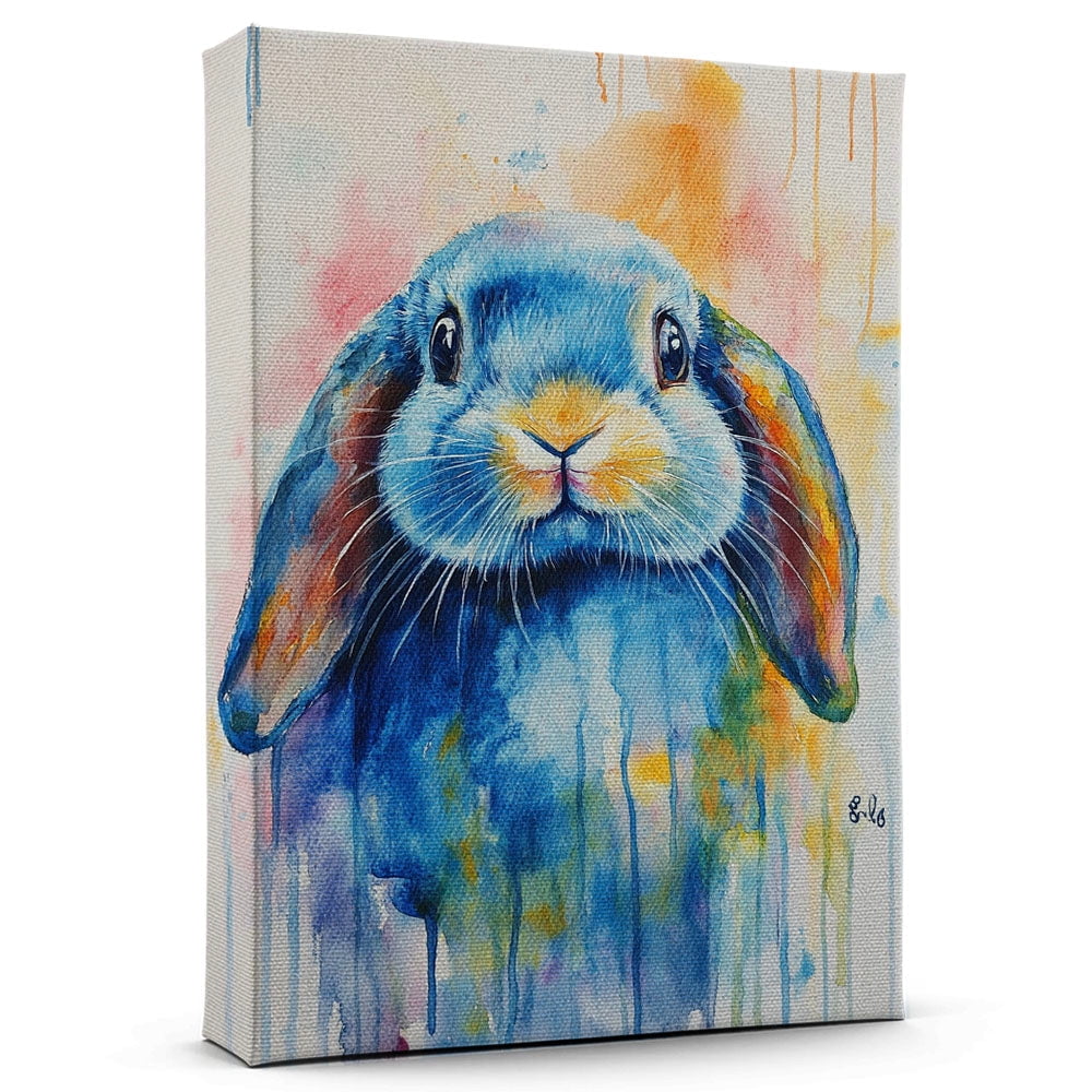 Rabbit Blue Tort Holland Lop Canvas Wall Art Animal Decor, Rabbit Blue ...