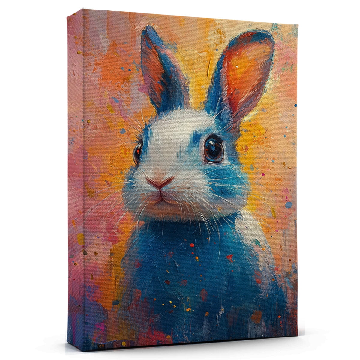 Rabbit Blue White Mini Lop Canvas Art Animals, Colorful Rabbit Blue ...