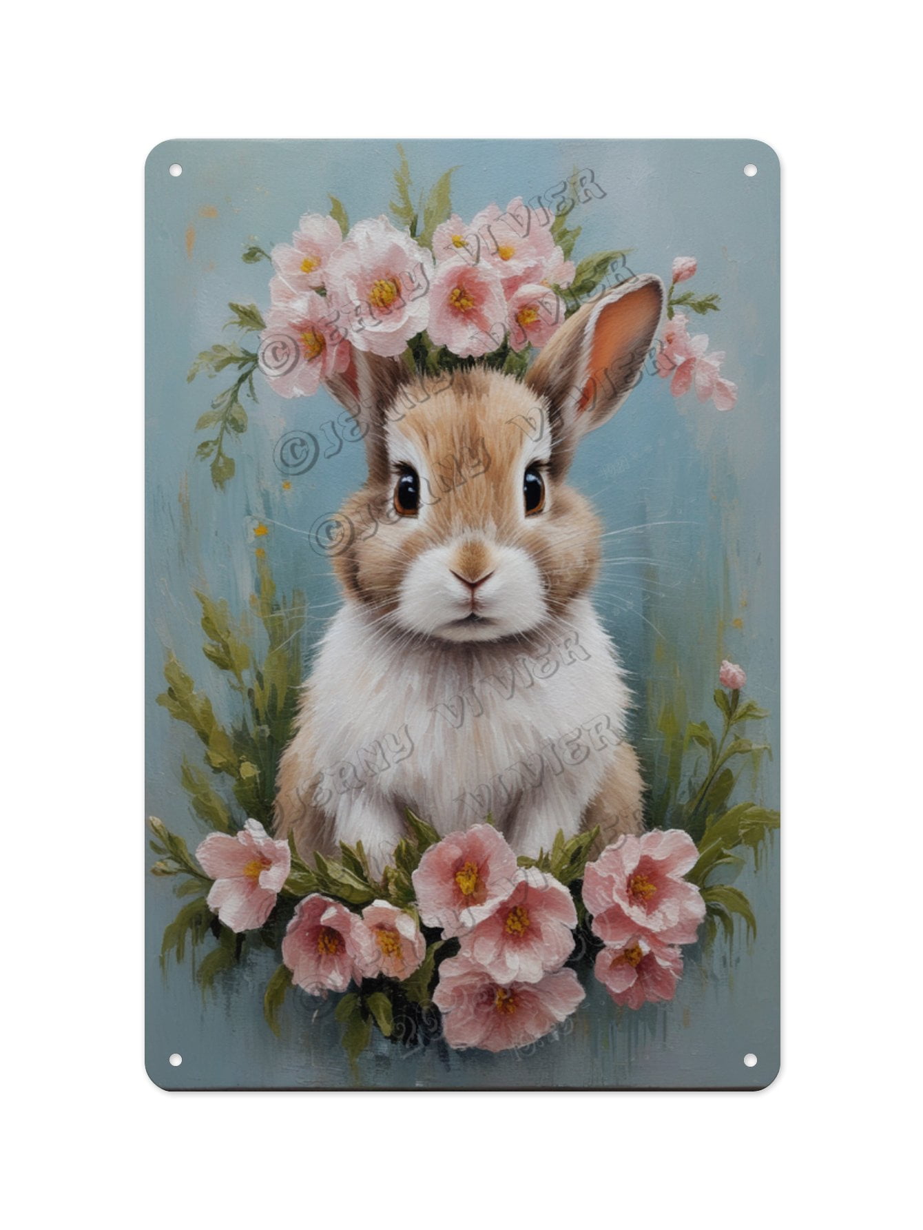 Rabbit Botanical Portrait Aluminum Sign 8x12 Inches - Sunroom Wall ...