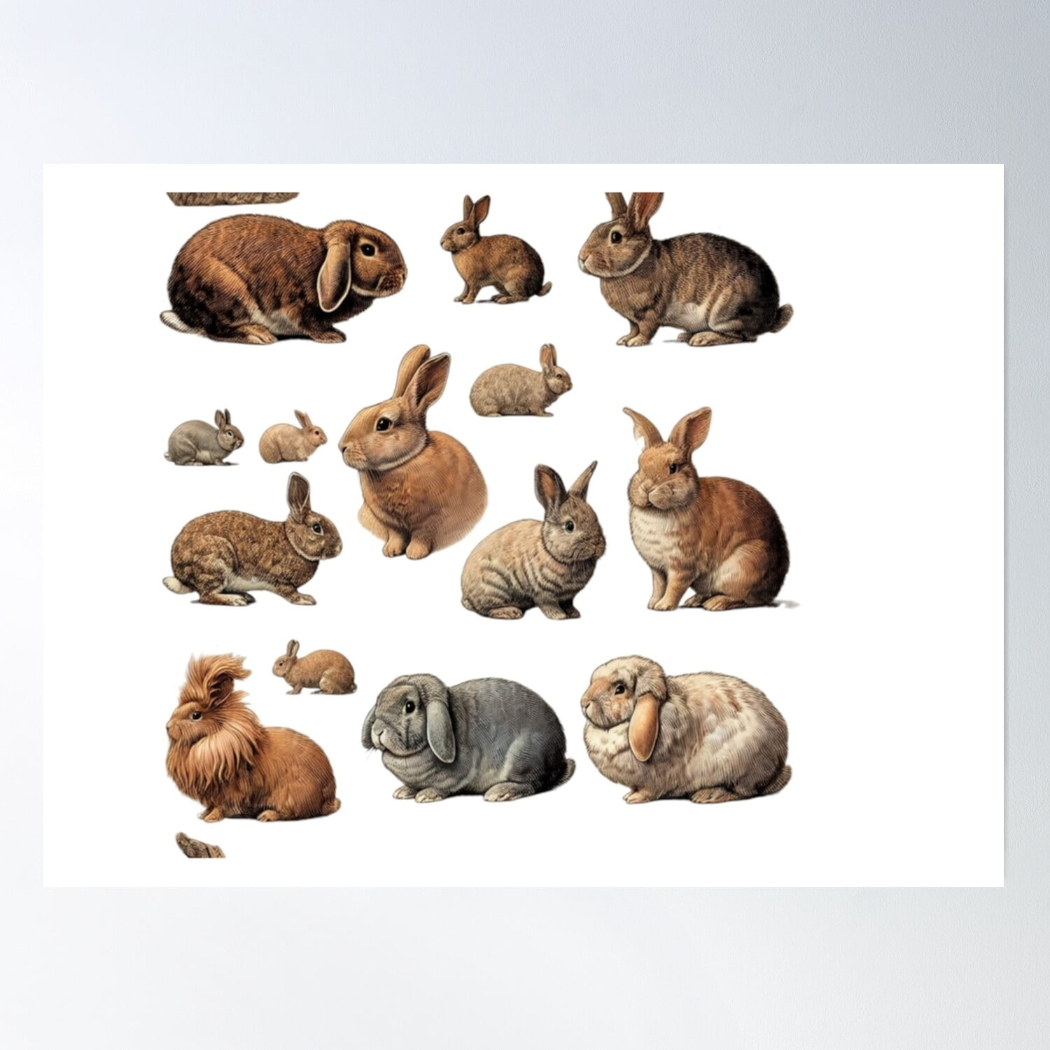Rabbit Breeds Illustrated – A Guide To Bunny Variations Poster Wall Art ...