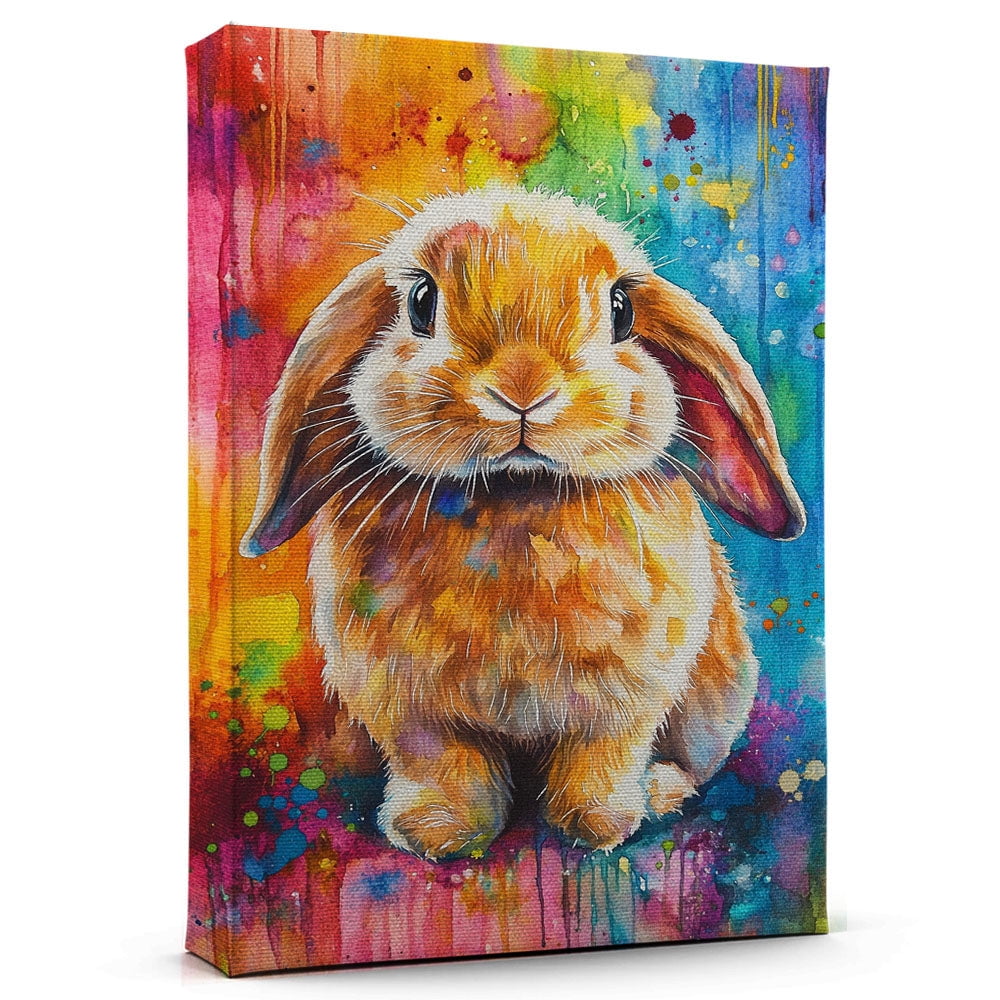 Rabbit Brown Tan Mini Lop Canvas Wall Art Animal Decor, Rabbit Brown ...