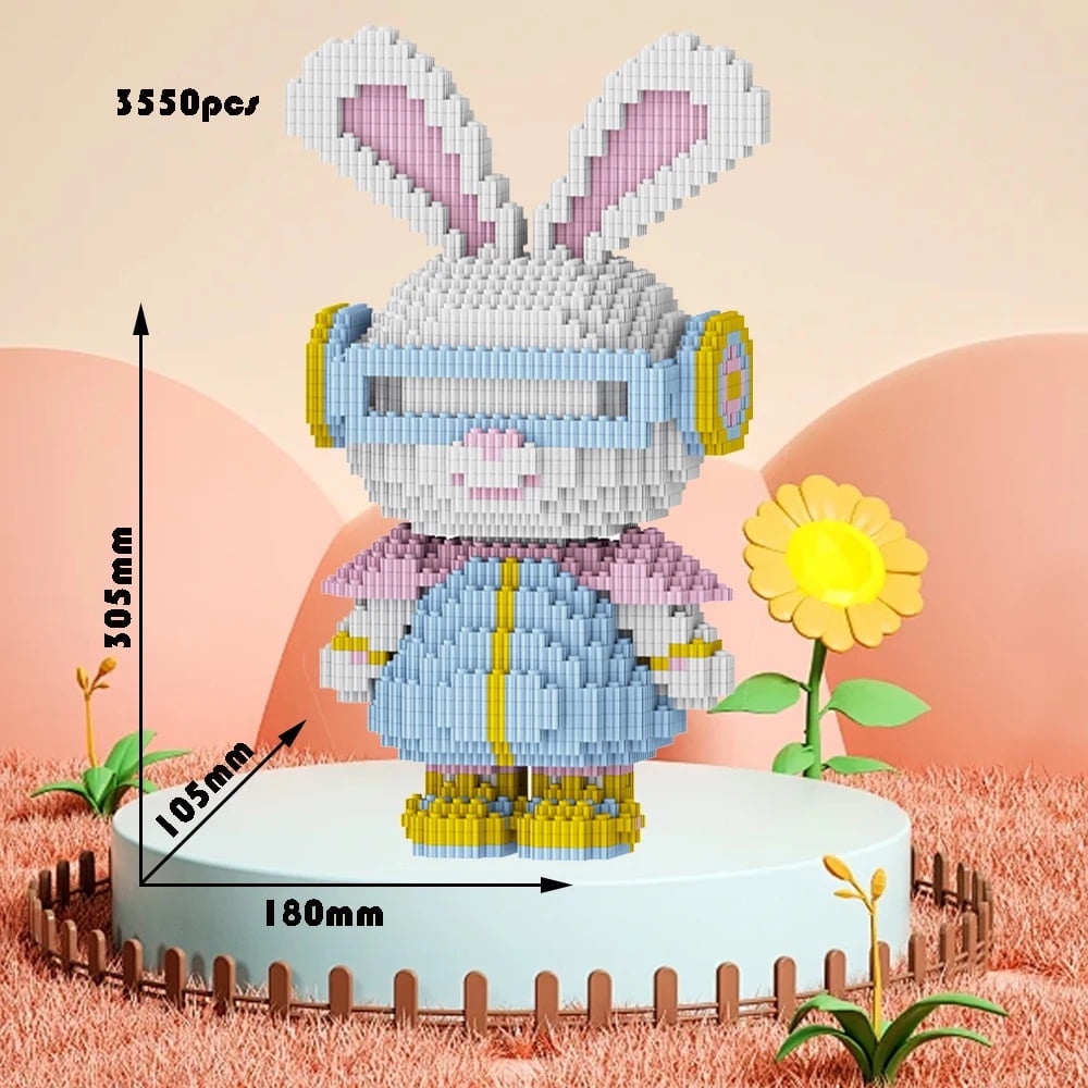 Rabbit Building Blocks Toys Cartoon Colorful Pixel DIY 3D Model Micro ...