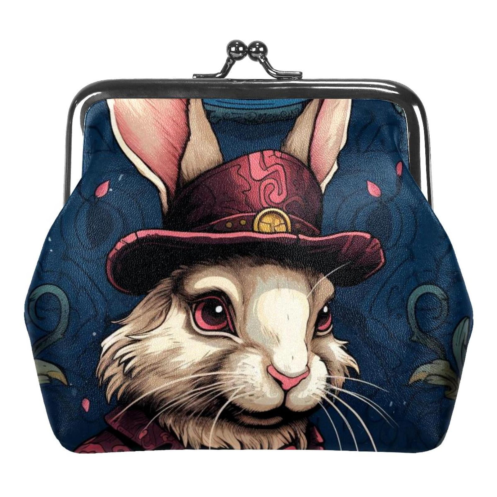 Rabbit Bunny Coin Purse Vintage Pouch Buckle Clutch Bag Kiss-Lock ...