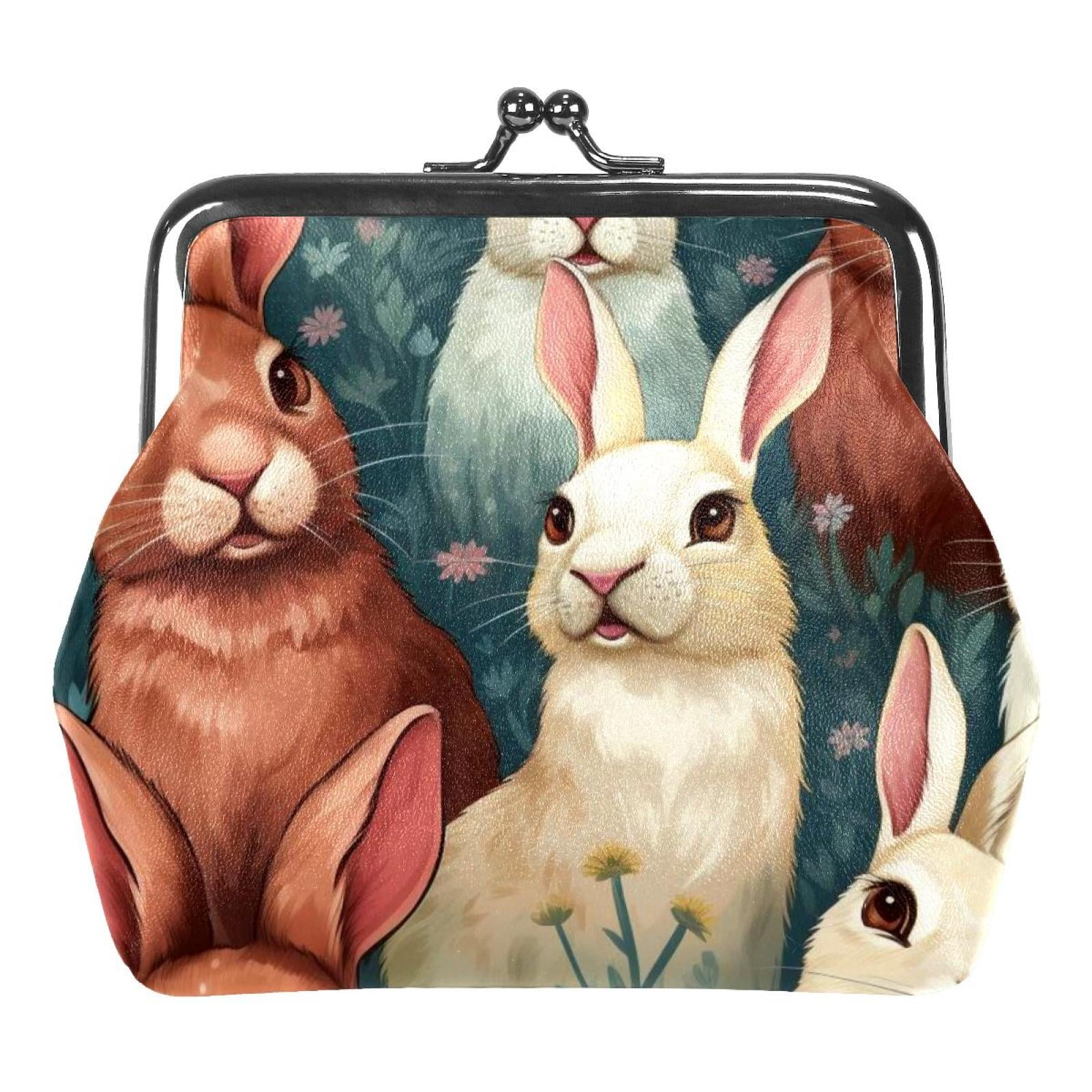 Rabbit Bunny Coin Purse Vintage Pouch Buckle Clutch Bag Kiss-Lock ...
