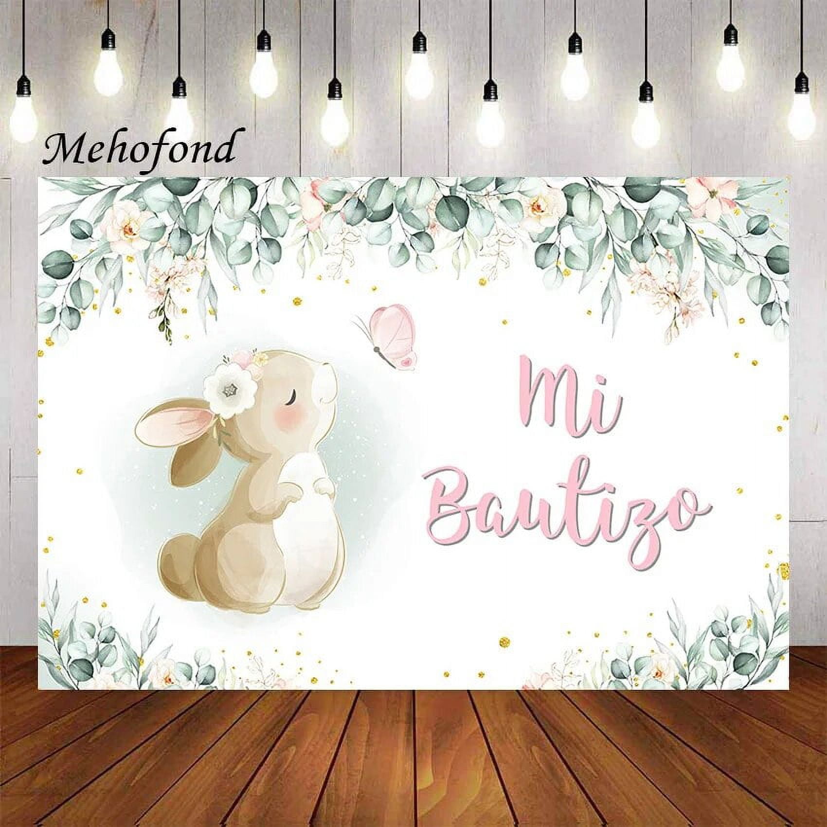 Rabbit Bunny Flower Girl Mi Bautizo Christening God Bless Birthday r ...
