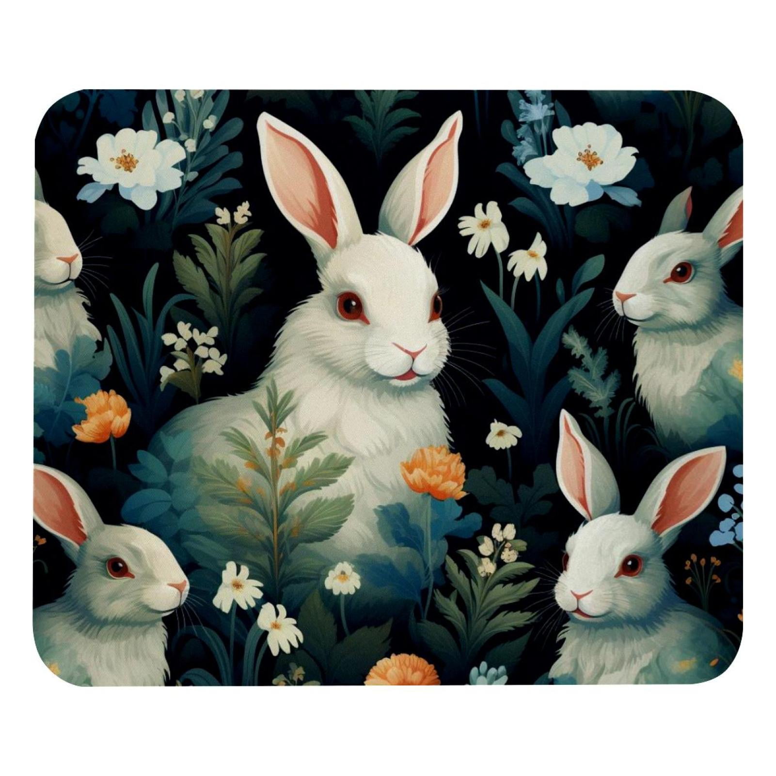 Rabbit Bunny Mouse Pad, Rubber Base Computer Mouse Pads for Wireless ...
