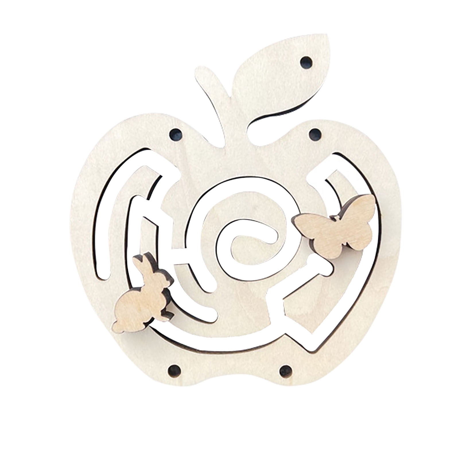Rabbit and Butterfly Apple - shaped Wooden Puzzle Toy for Kids ...